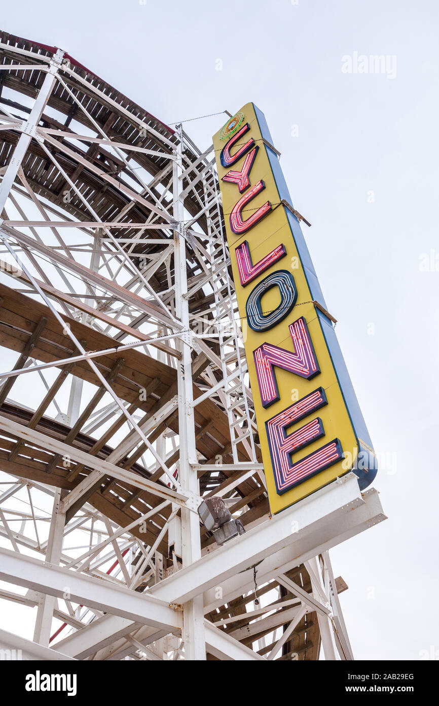 The Cyclone Roller Coaster At Coney Island High Resolution Stock ...