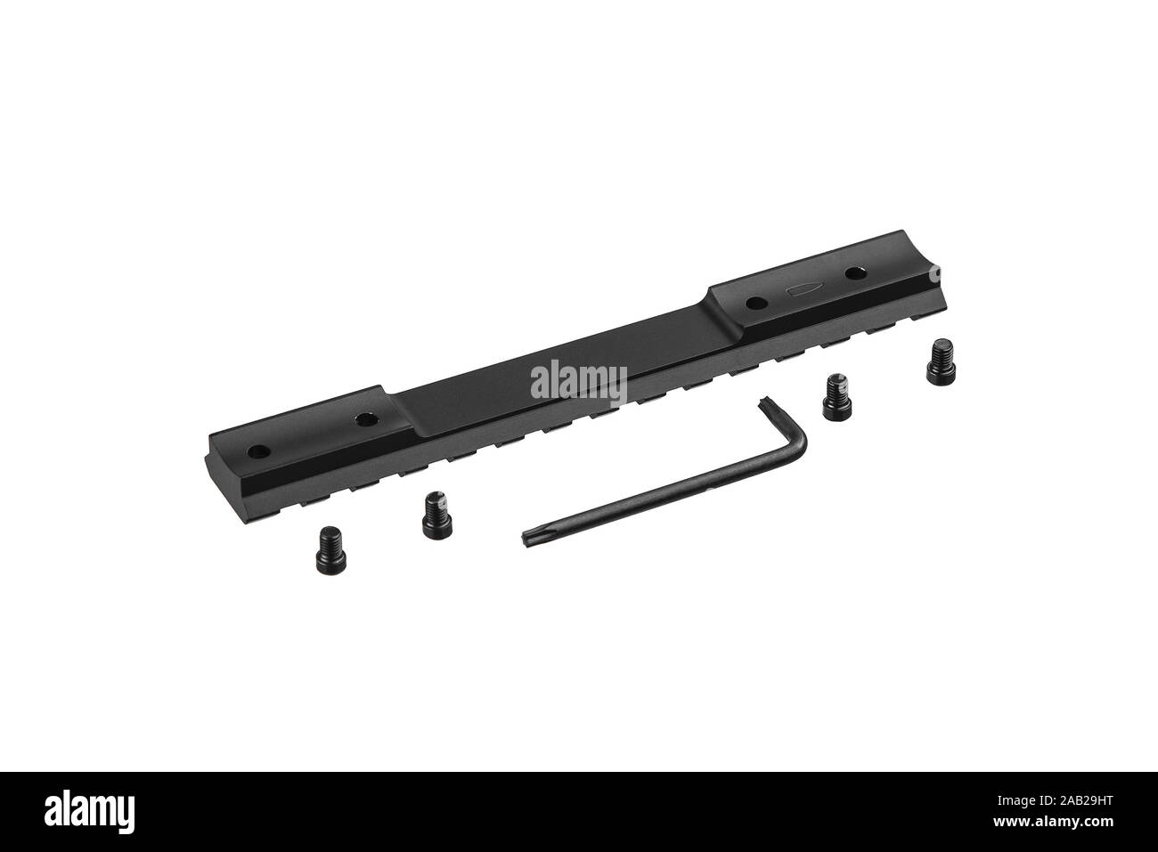 Quick disconnect mount made for holding a scope on a rifle isolated on ...