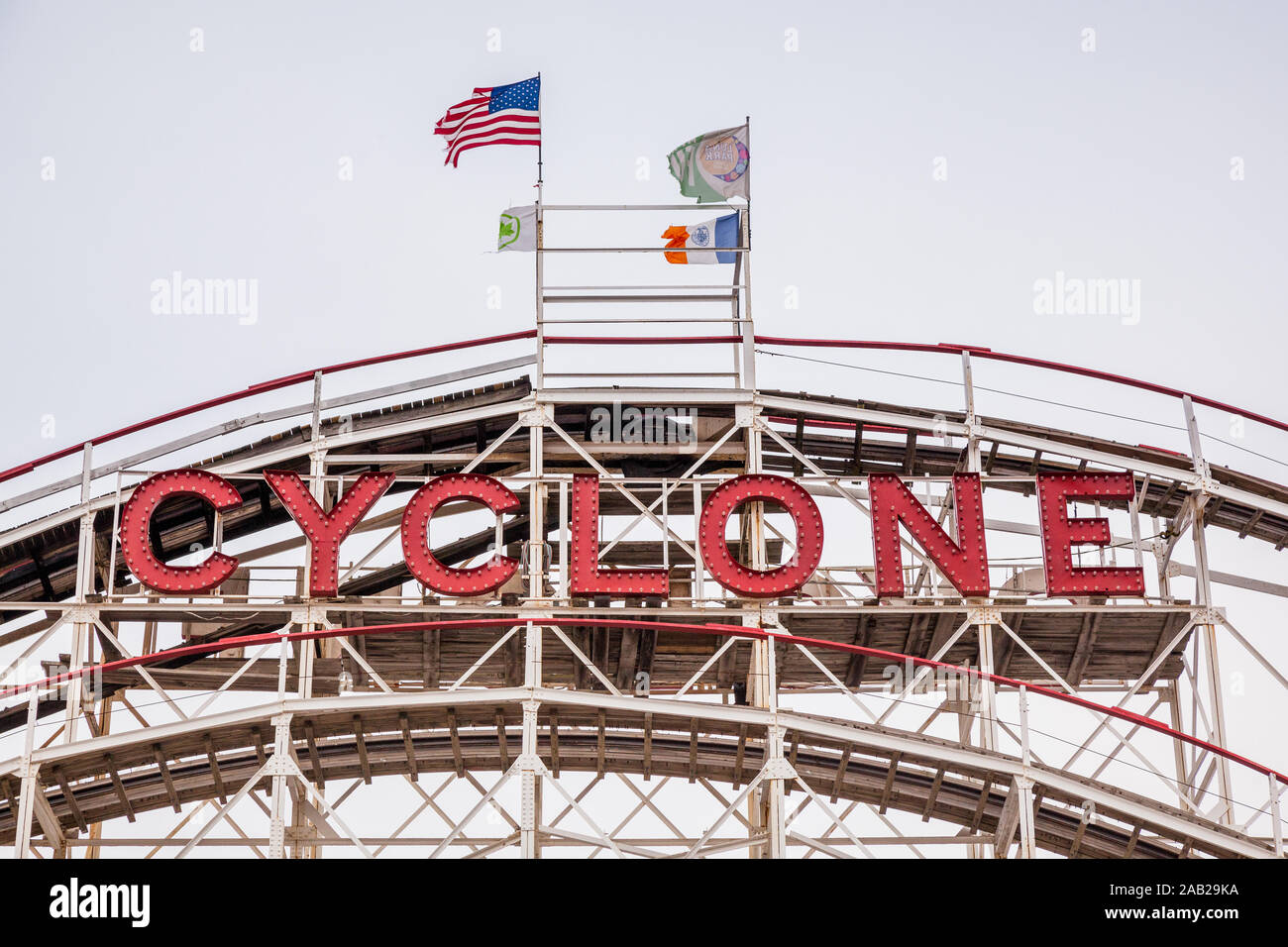 The Cyclone Roller Coaster At Coney Island High Resolution Stock ...