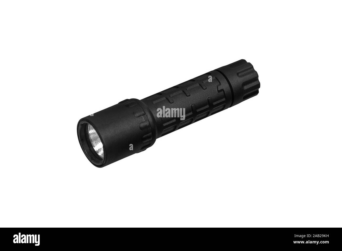 modern black metal flashlight isolated on white background Stock Photo ...
