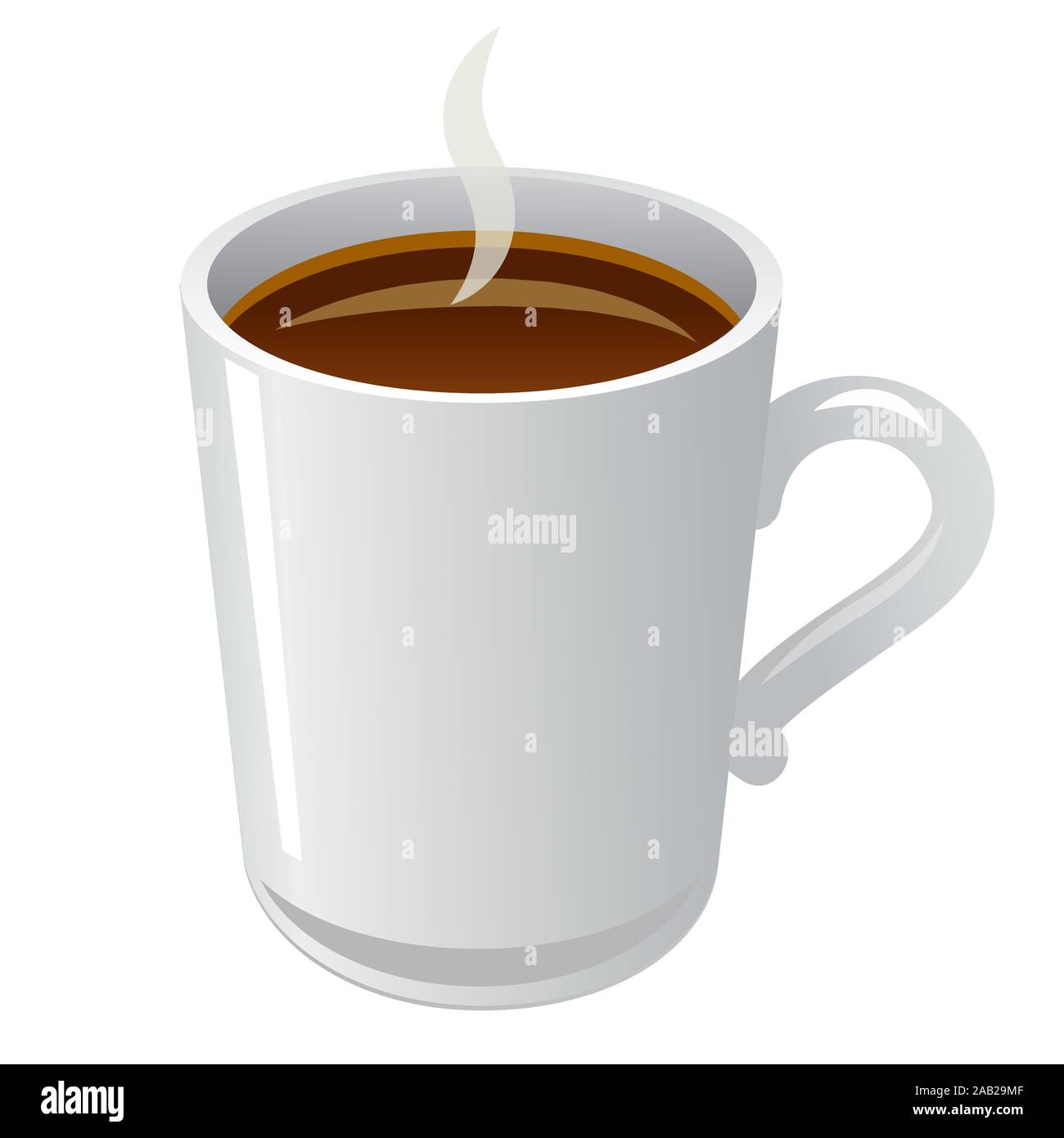 illustration of the mug with hot coffee on the white background Stock ...