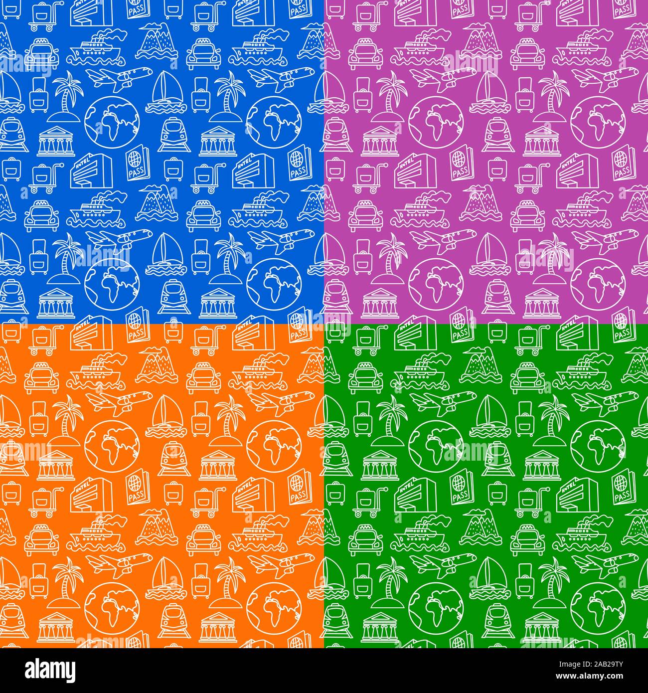 illustration of the travel seamles patterns of resort, cruise and ...