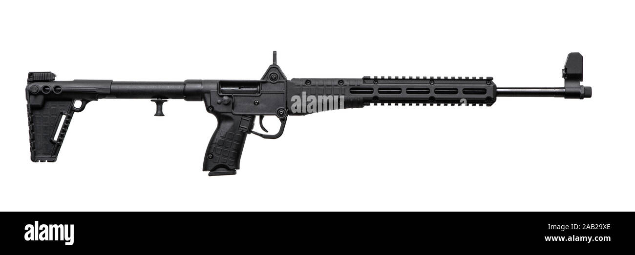 Small modern semi-automatic folding carabiner isolate on a white ...