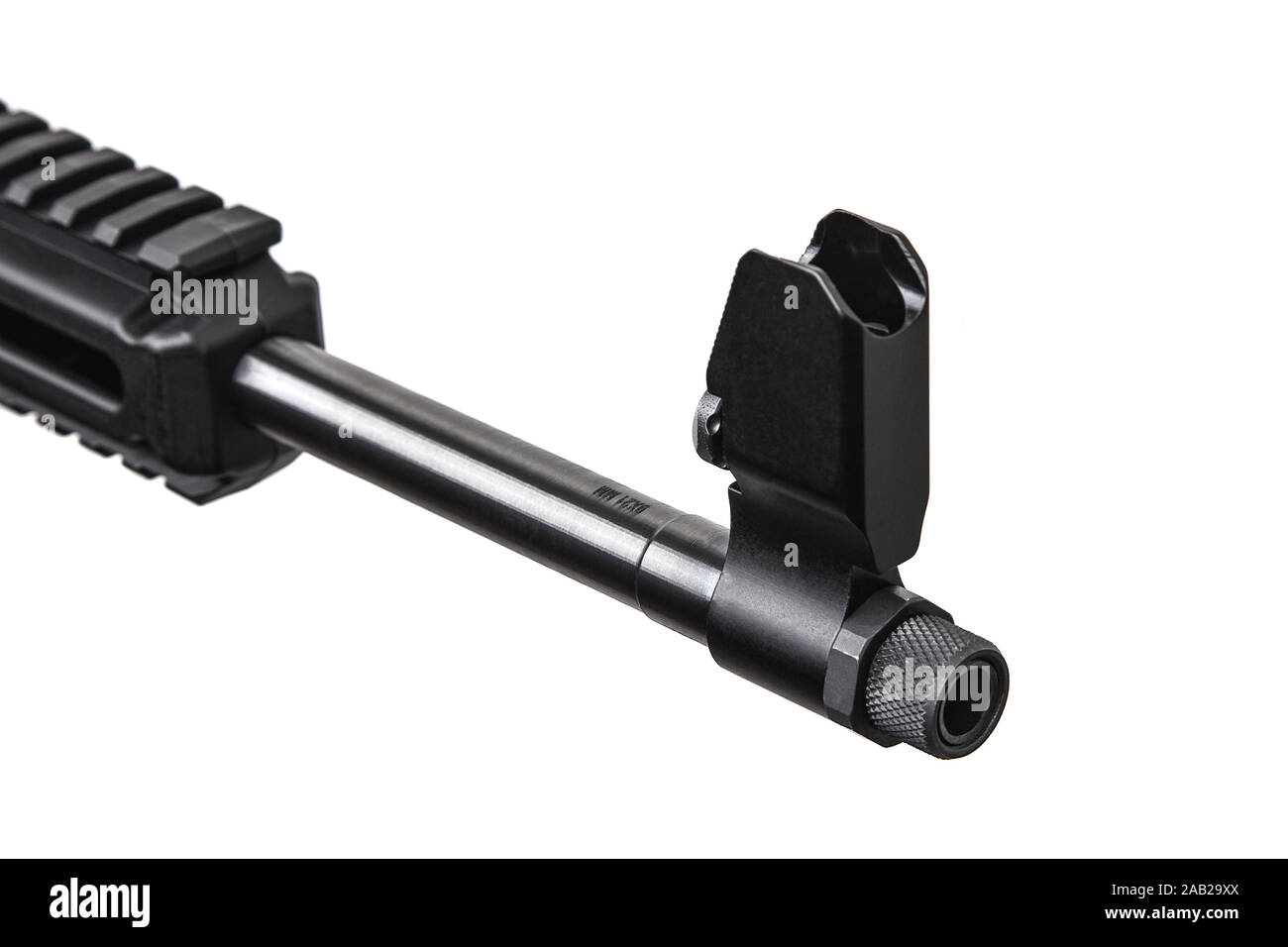 Small modern semi-automatic folding carabiner isolate on a white ...