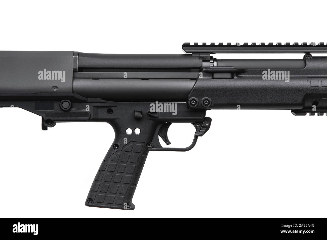 Modern semi-automatic tactical shotgun isolate on white background ...