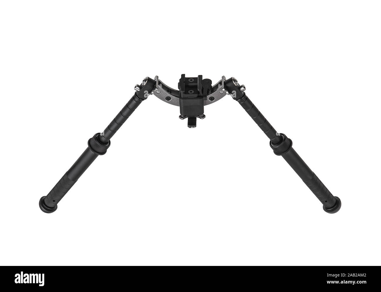 Bipod for sniper rifle isolate on a white background. Emphasis for ...
