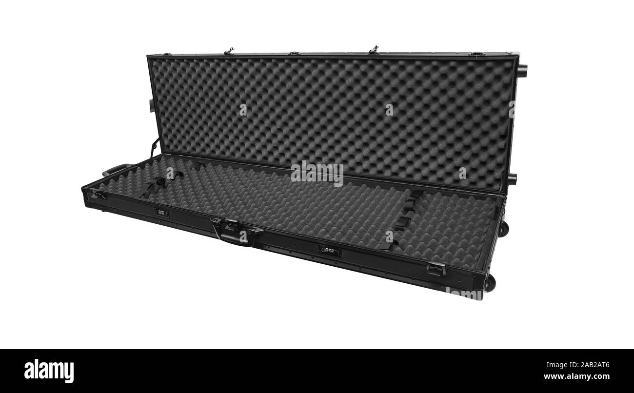 Large modern black case for storing and transporting weapons. Suitcase ...