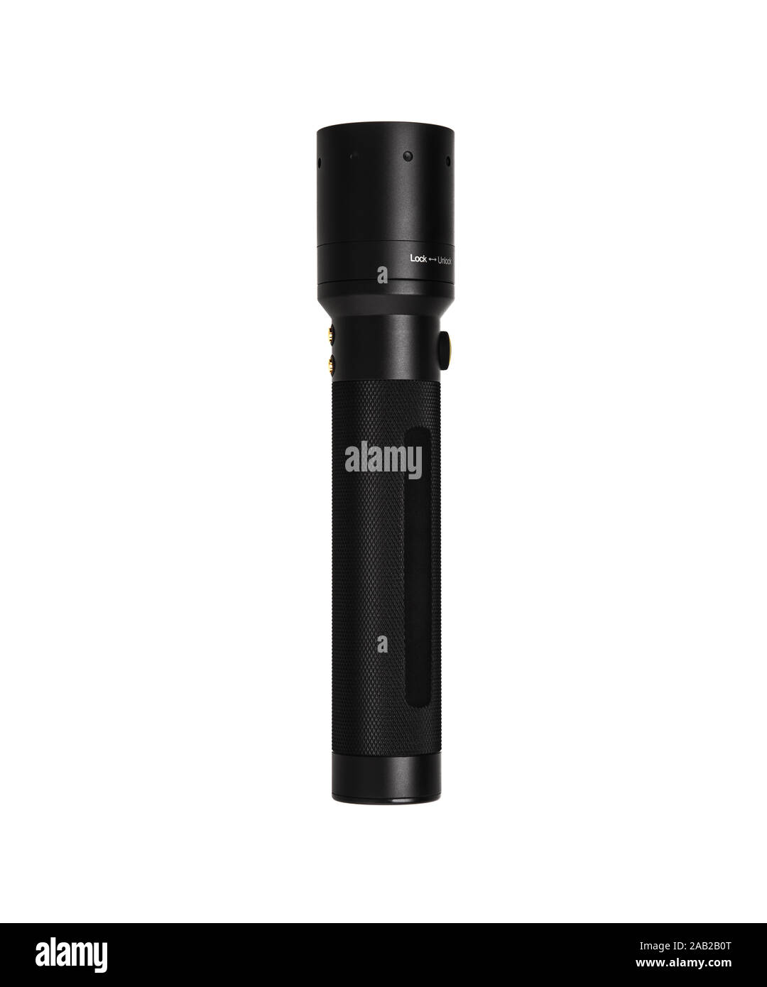 modern black metal flashlight isolated on white background Stock Photo ...
