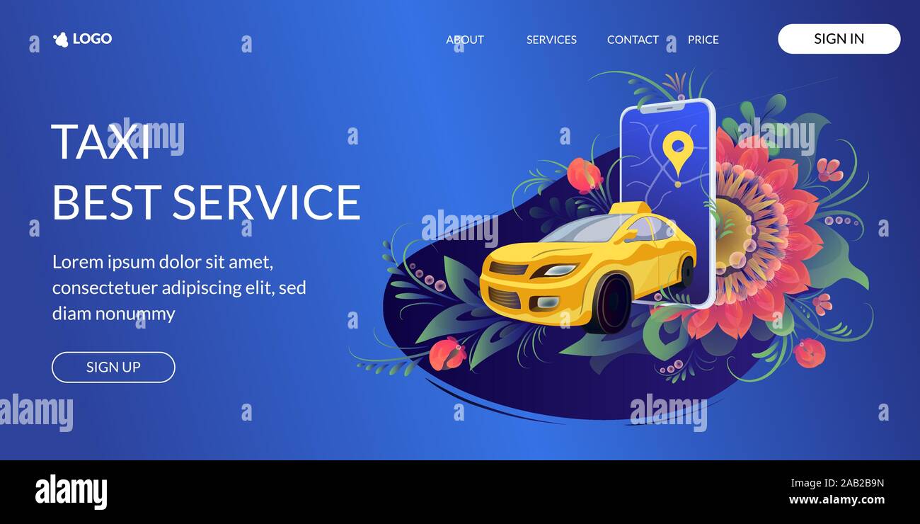 Web page design template for project delivery, transport, taxi. Modern ...