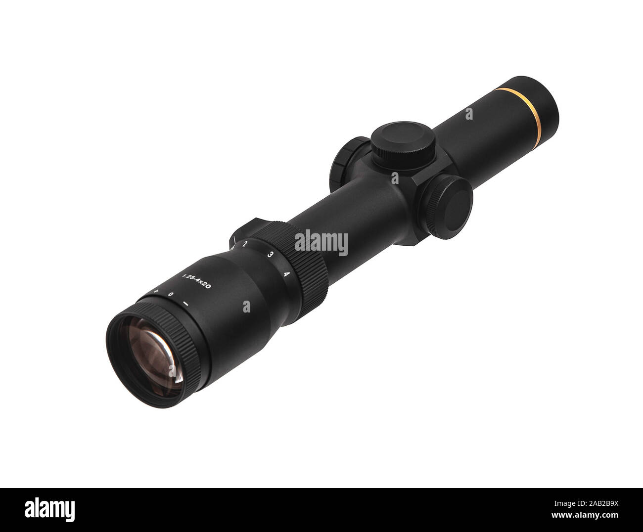 modern black optical scope for weapon isolated on white. sight scope ...