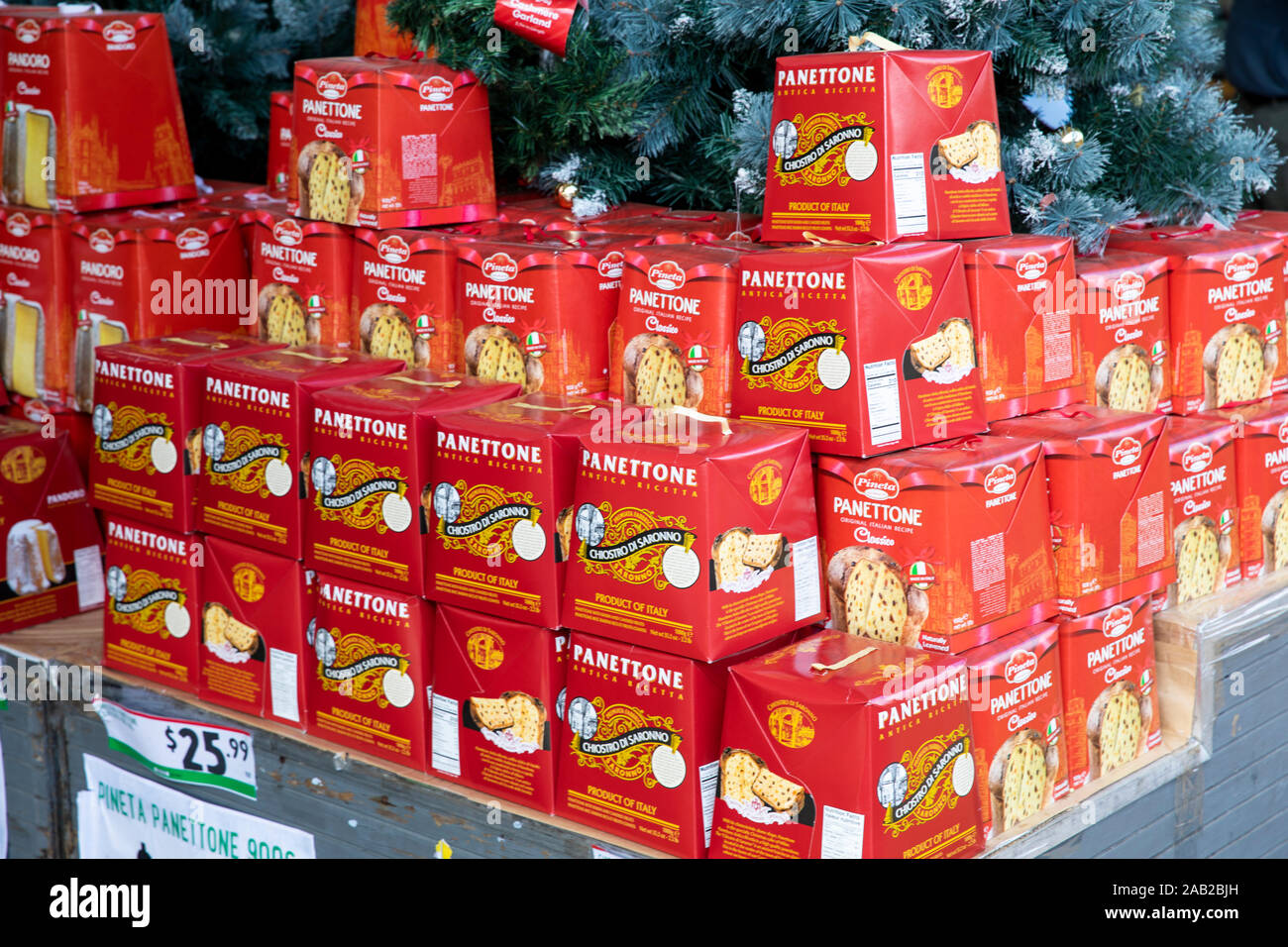 Italian panettone sweet bread in christmas red box packaging for sale ...
