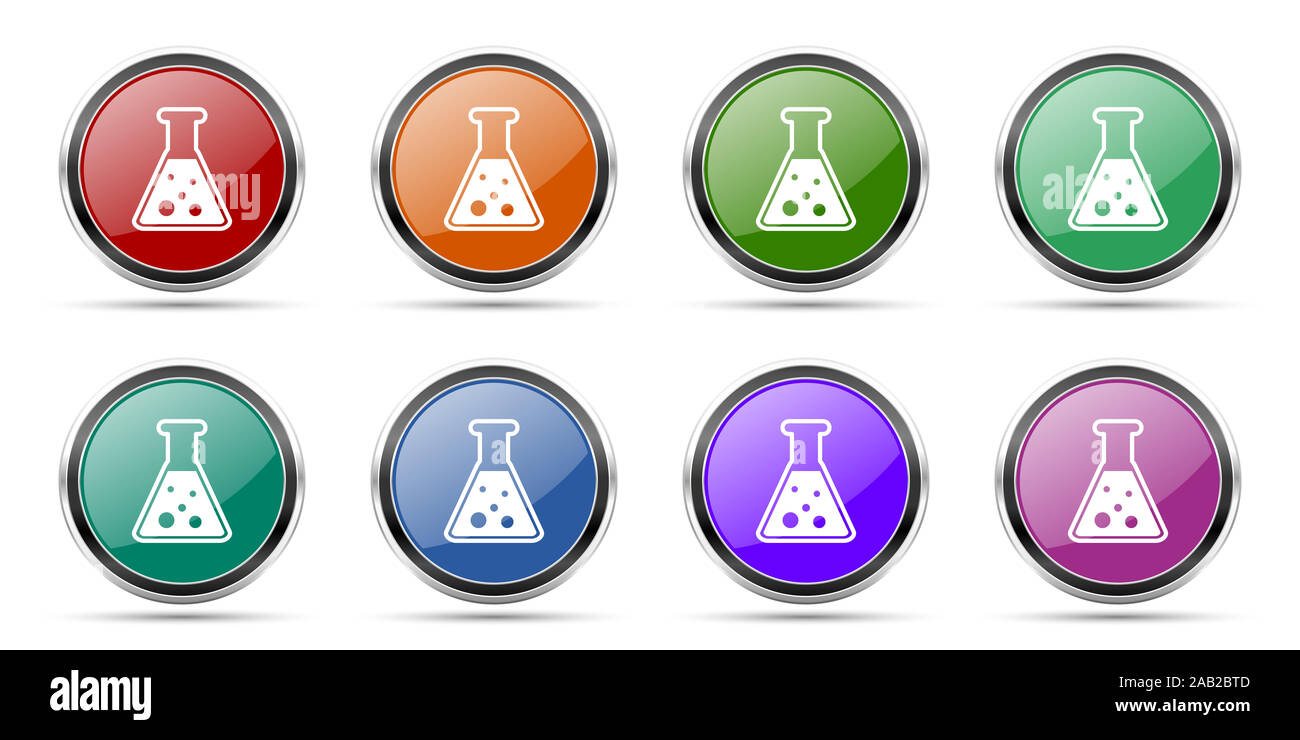 Science, laboratory, chemistry icons, set of round glossy web buttons ...