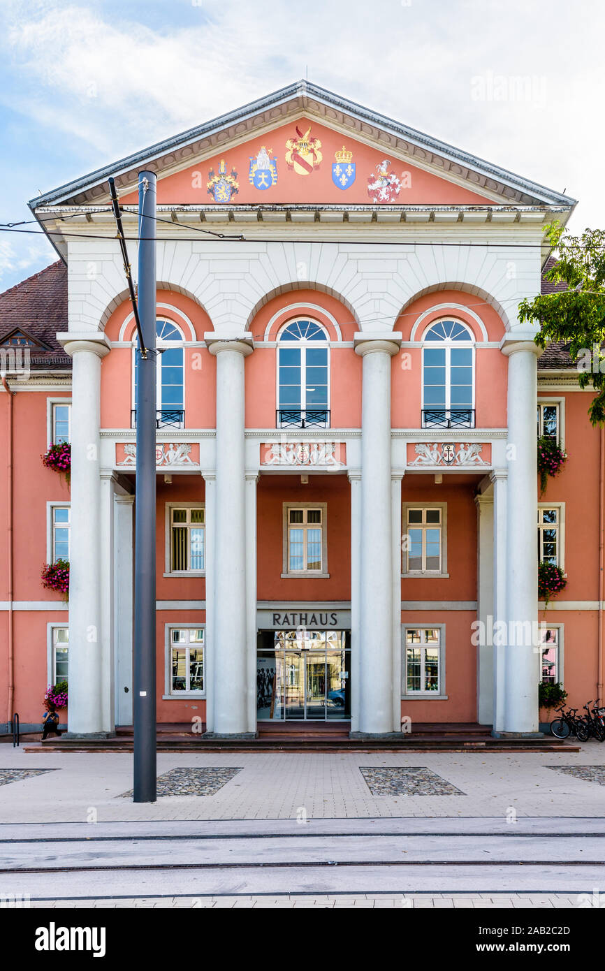 Kehl, Germany - September 16, 2019: Front view of the town hall of Kehl ...