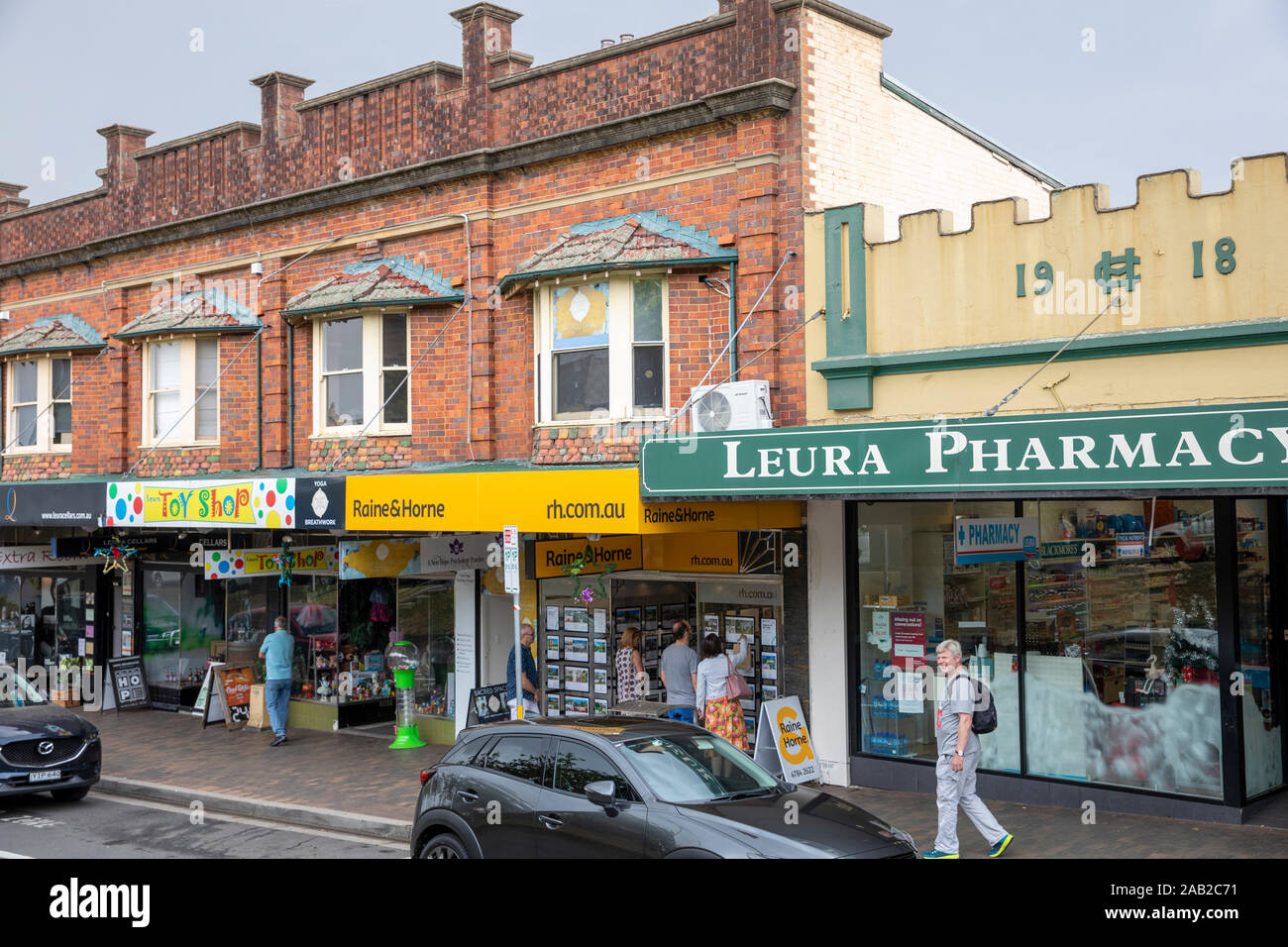 Leura village in the blue mountains with pharmacy and high street shops ...