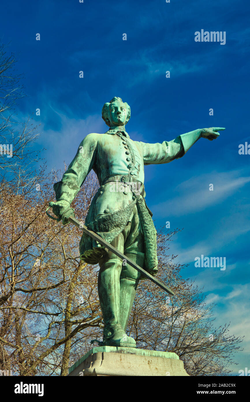 Bronze 1868 statue of Karl XII by Johan Peter Molin, Kungstradgarden ...