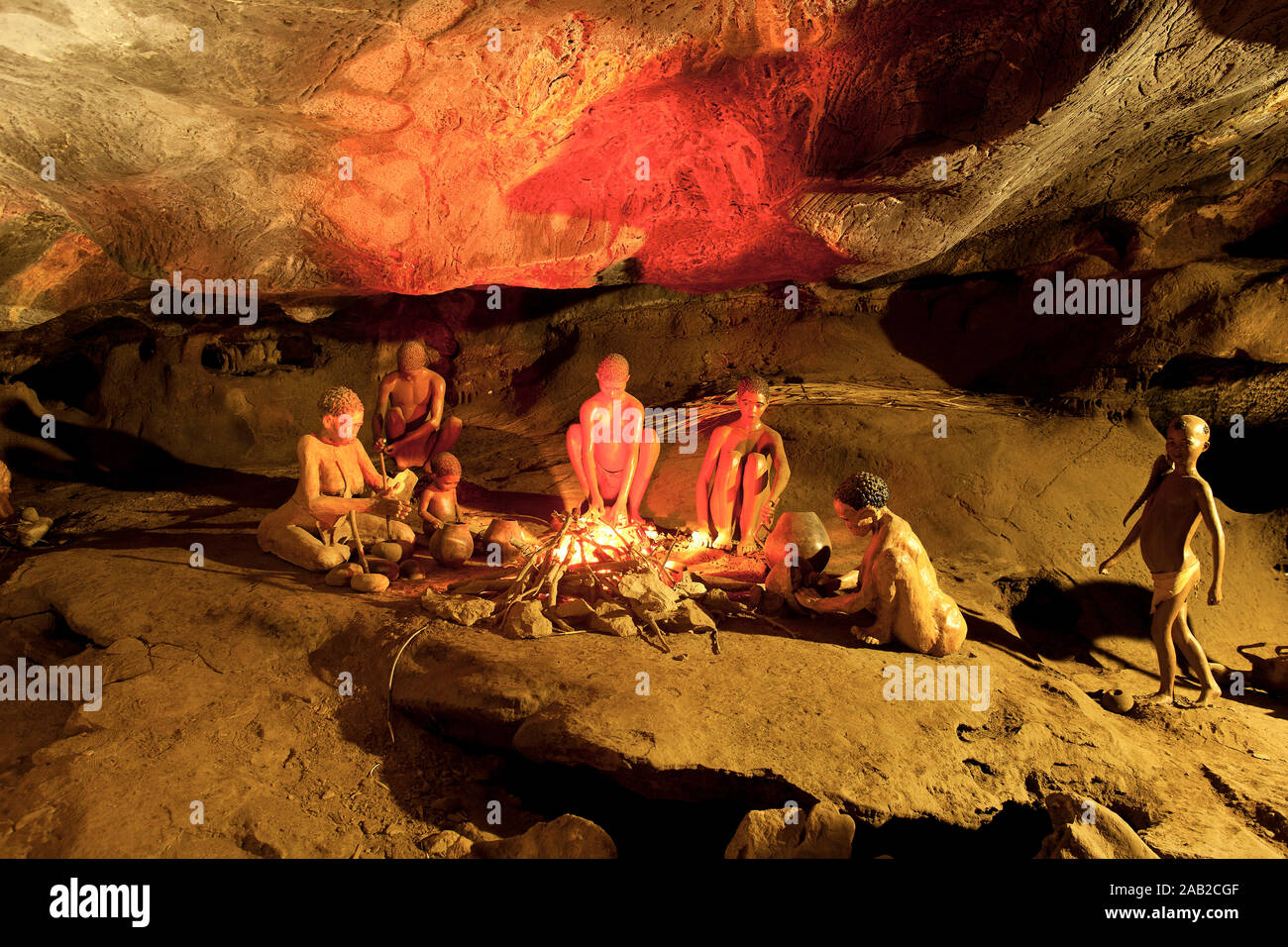 Clay bushmen display inside the famous Cango Caves in the Swartberg ...