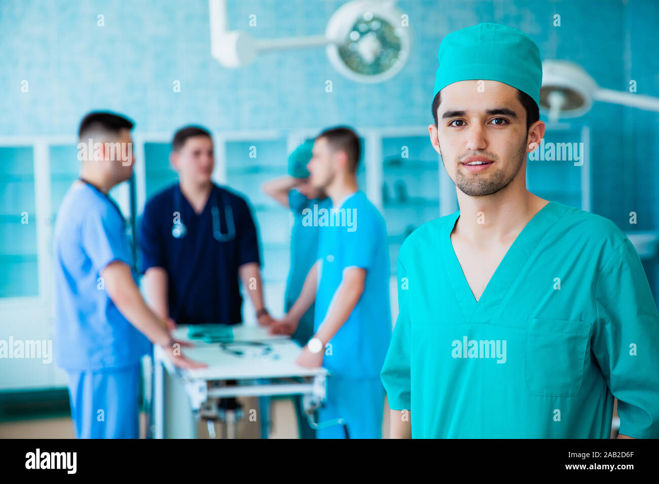 Portrait of a successful professional doctor. The staff of the medical ...