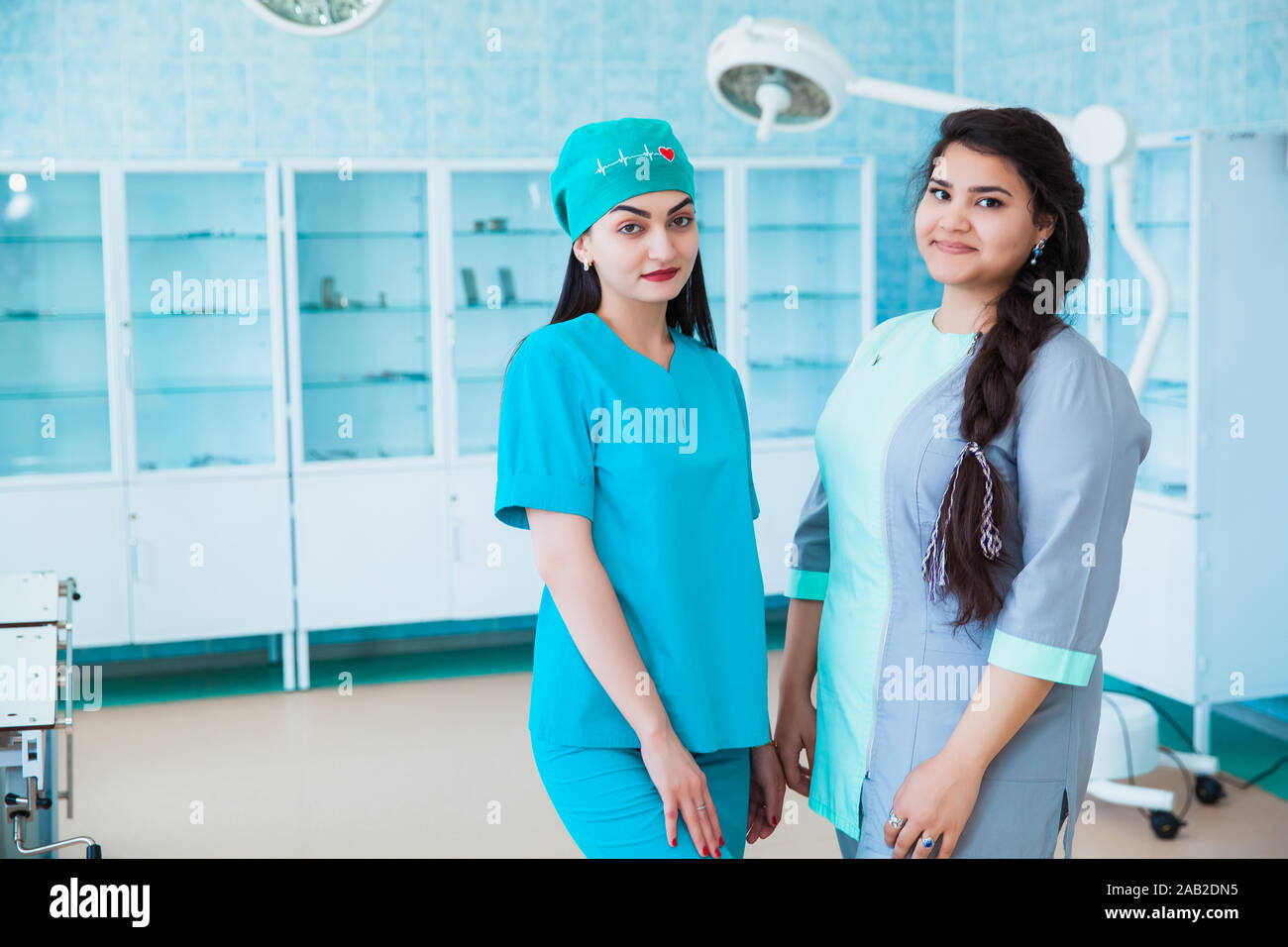 Portrait female team professional doctors. The staff of the medical ...