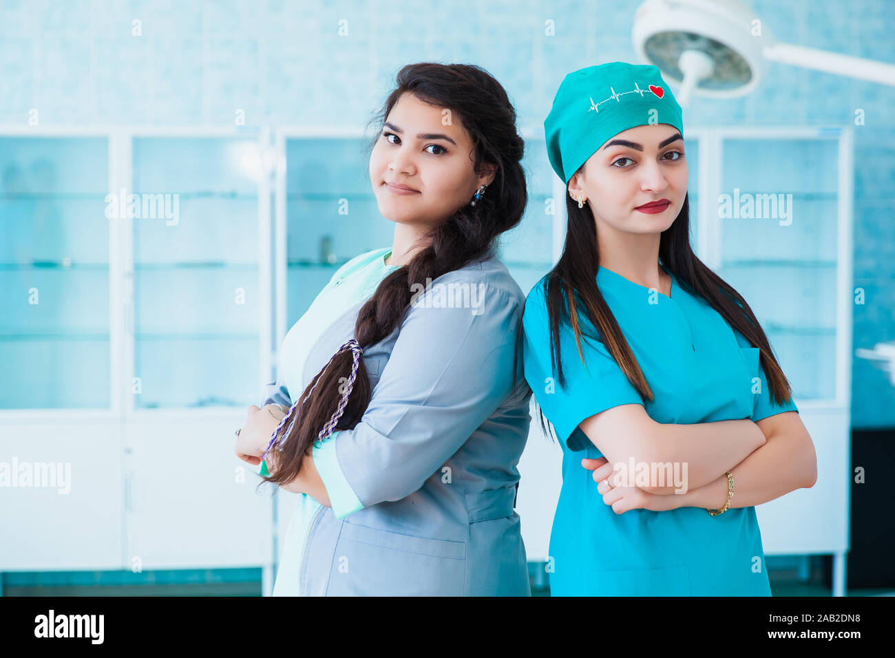 Portrait female team professional doctors. The staff of the medical ...