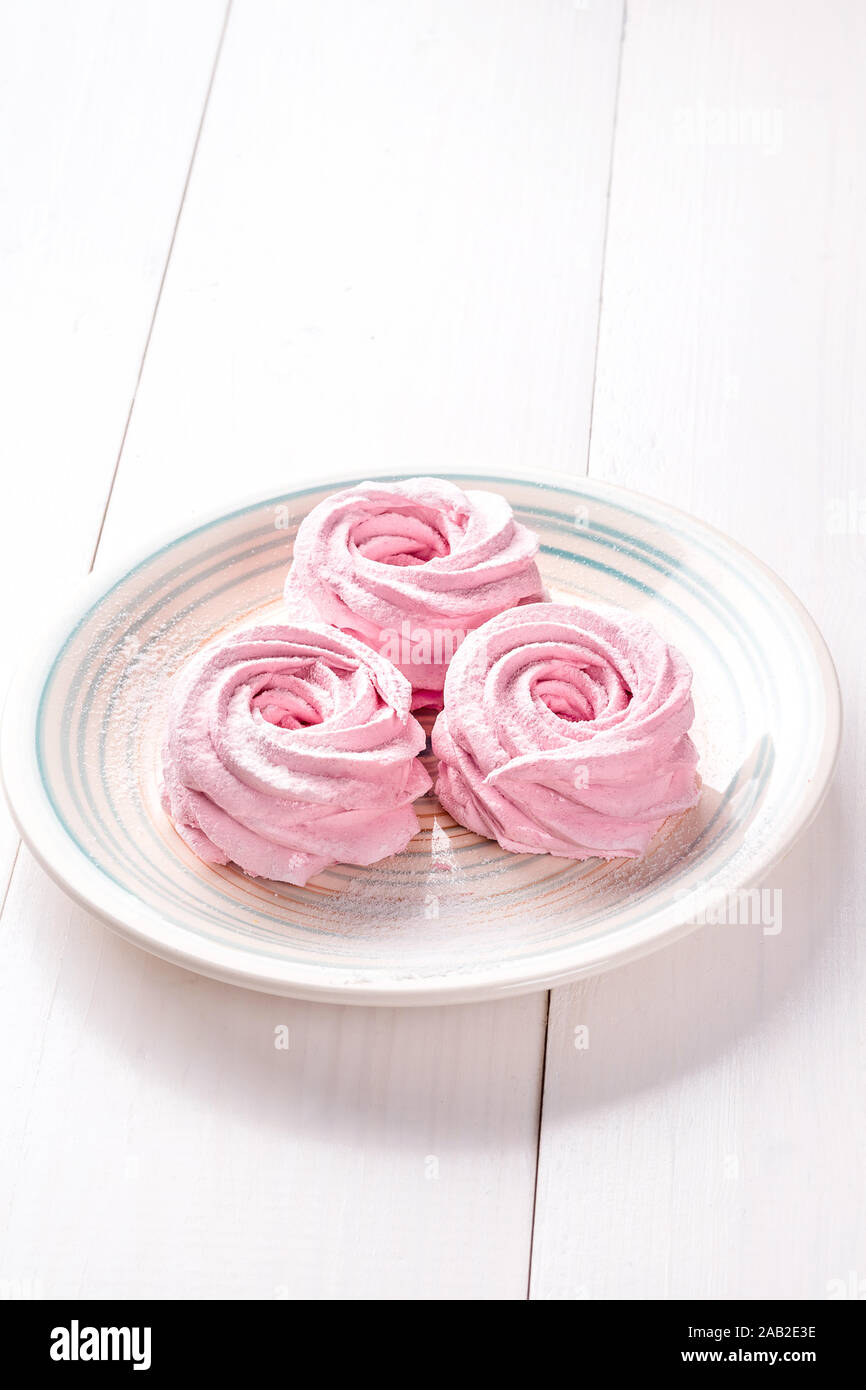 Homemade marshmallows. Pink marshmallows. Homemade sweets Stock Photo ...