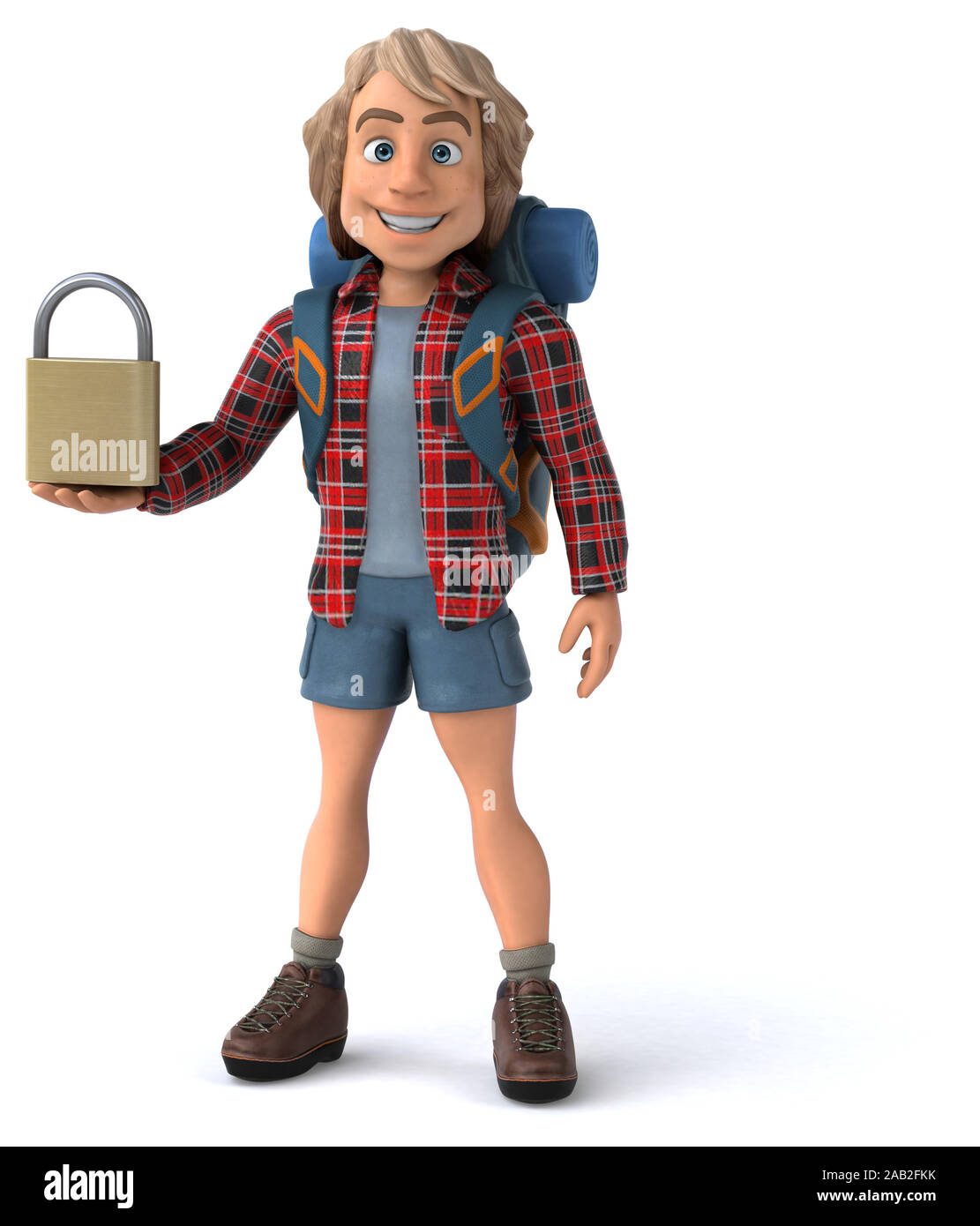 Fun backpacker cartoon guy Stock Photo - Alamy