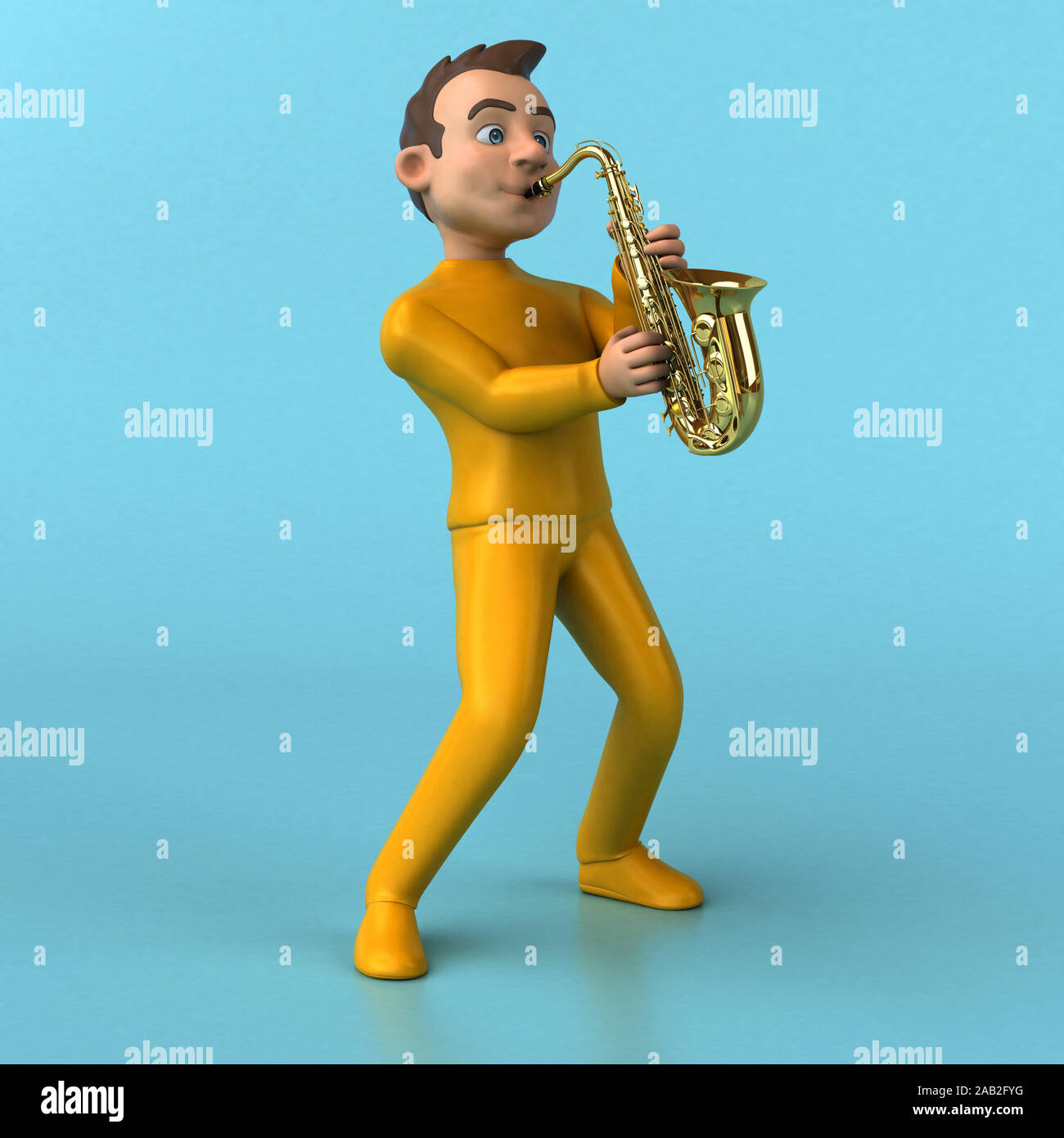 Fun 3D cartoon yellow character Stock Photo - Alamy