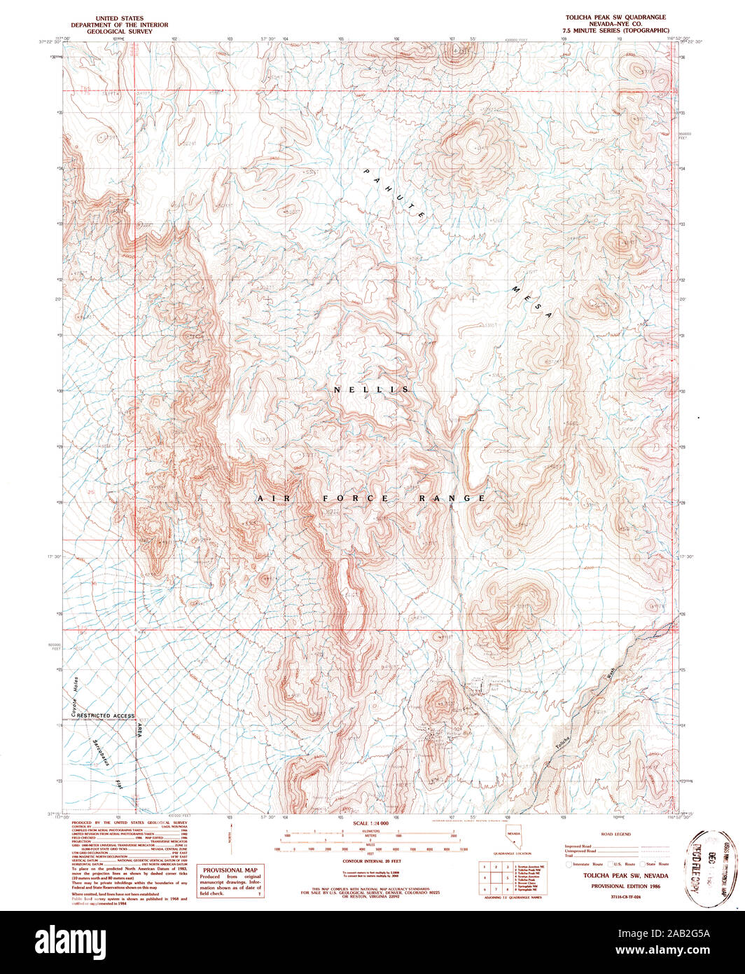 USGS TOPO Map Nevada NV Tolicha Peak SW 320344 1986 24000 Restoration ...