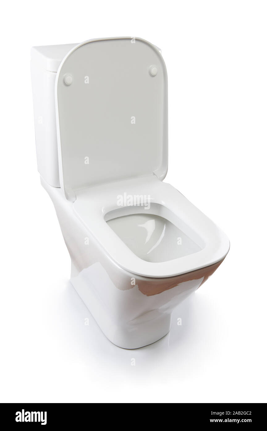 One clean opened toilet seat isolated on white background Stock Photo ...