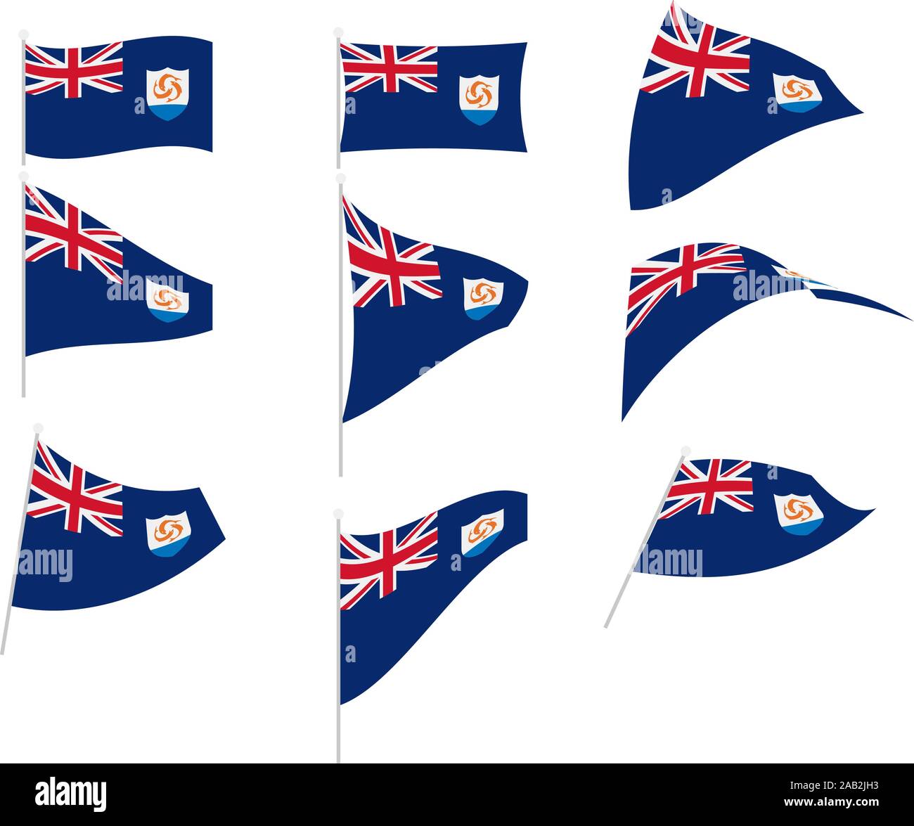 Vector Drawing of Set with Anguilla Flag Stock Vector Image & Art - Alamy
