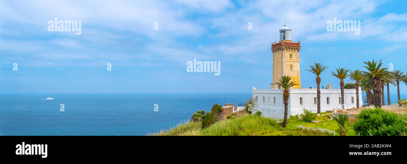 Panorama of Cape Spartel lighthouse at the entrance of the strait of ...