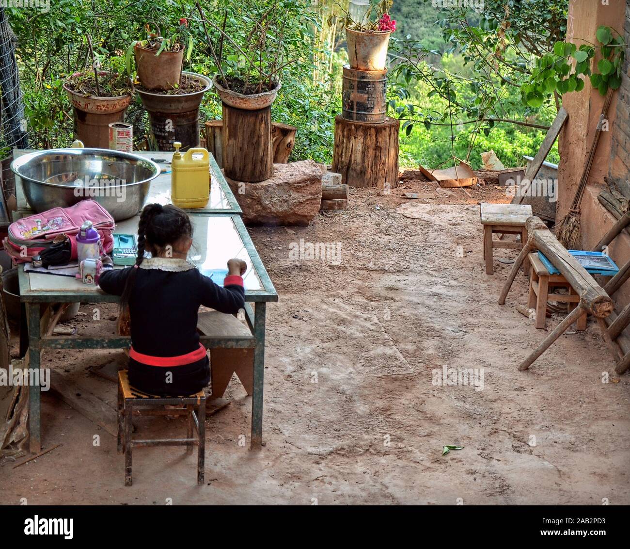Chinese Girl Doing Homework Table High Resolution Stock Photography and ...