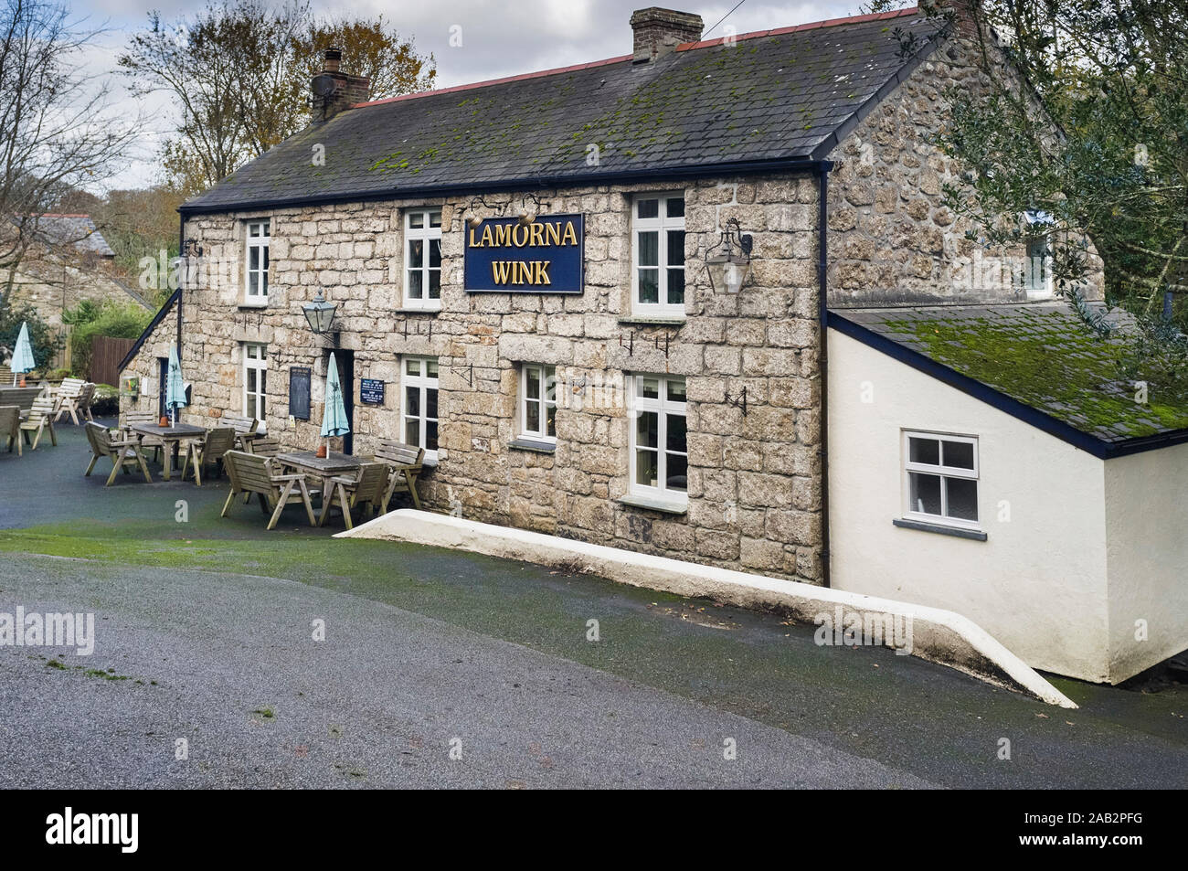 The Lamorna Wink public house in Lamorna Valley in Cornwall Stock Photo ...