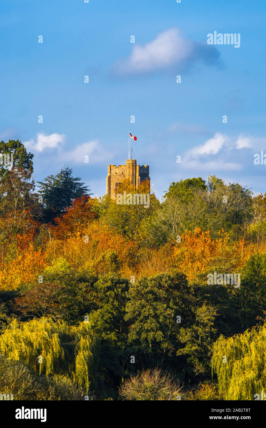 The church tower of St Peter and St Paul, Hoxne, Suffolk, UK above ...