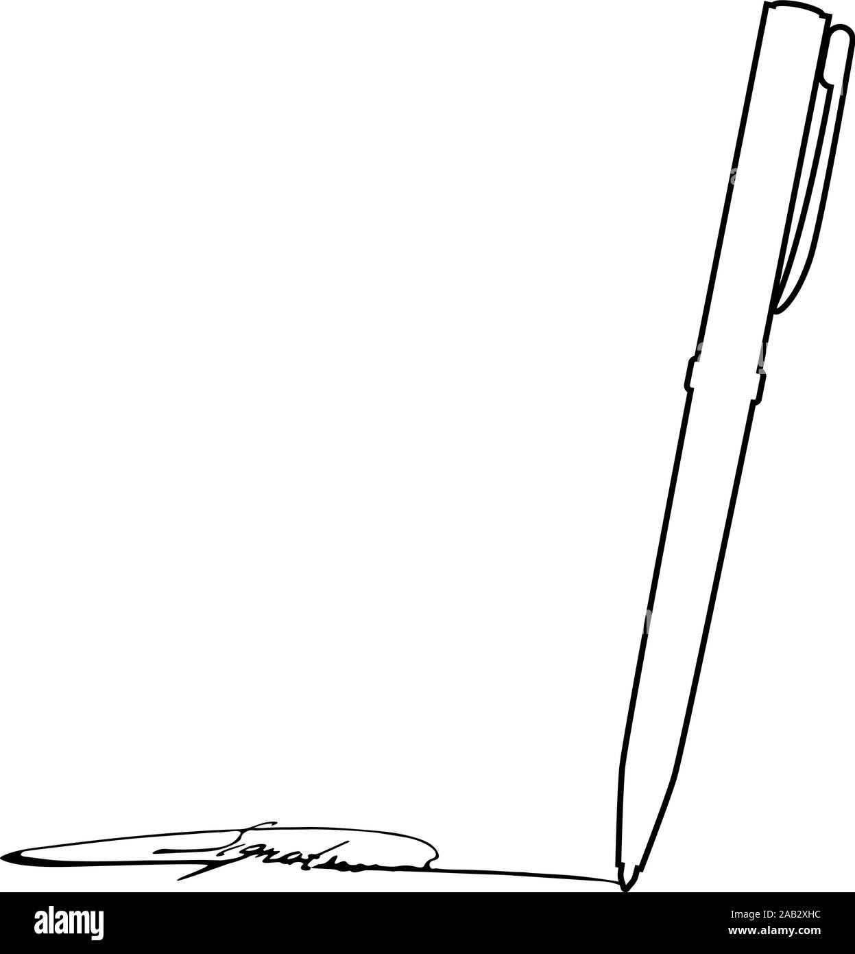 Signature using pen Ink writing concept icon outline black color vector ...