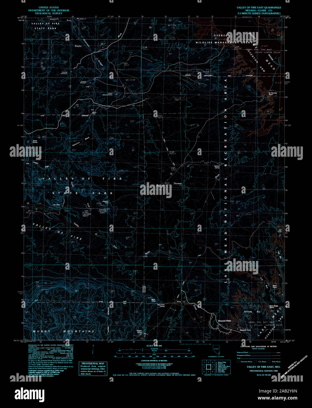 USGS TOPO Map Nevada NV Valley of Fire East 320418 1984 24000 Inverted ...