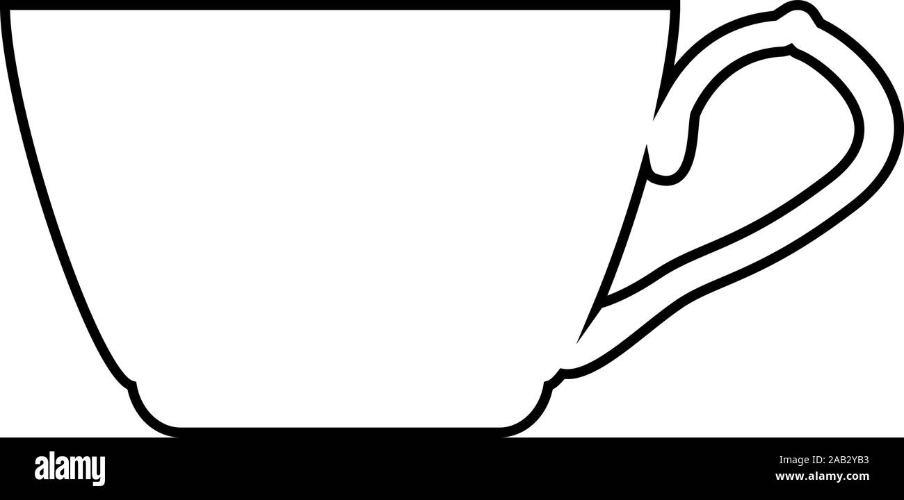 Tea cup icon outline black color vector illustration flat style simple ...