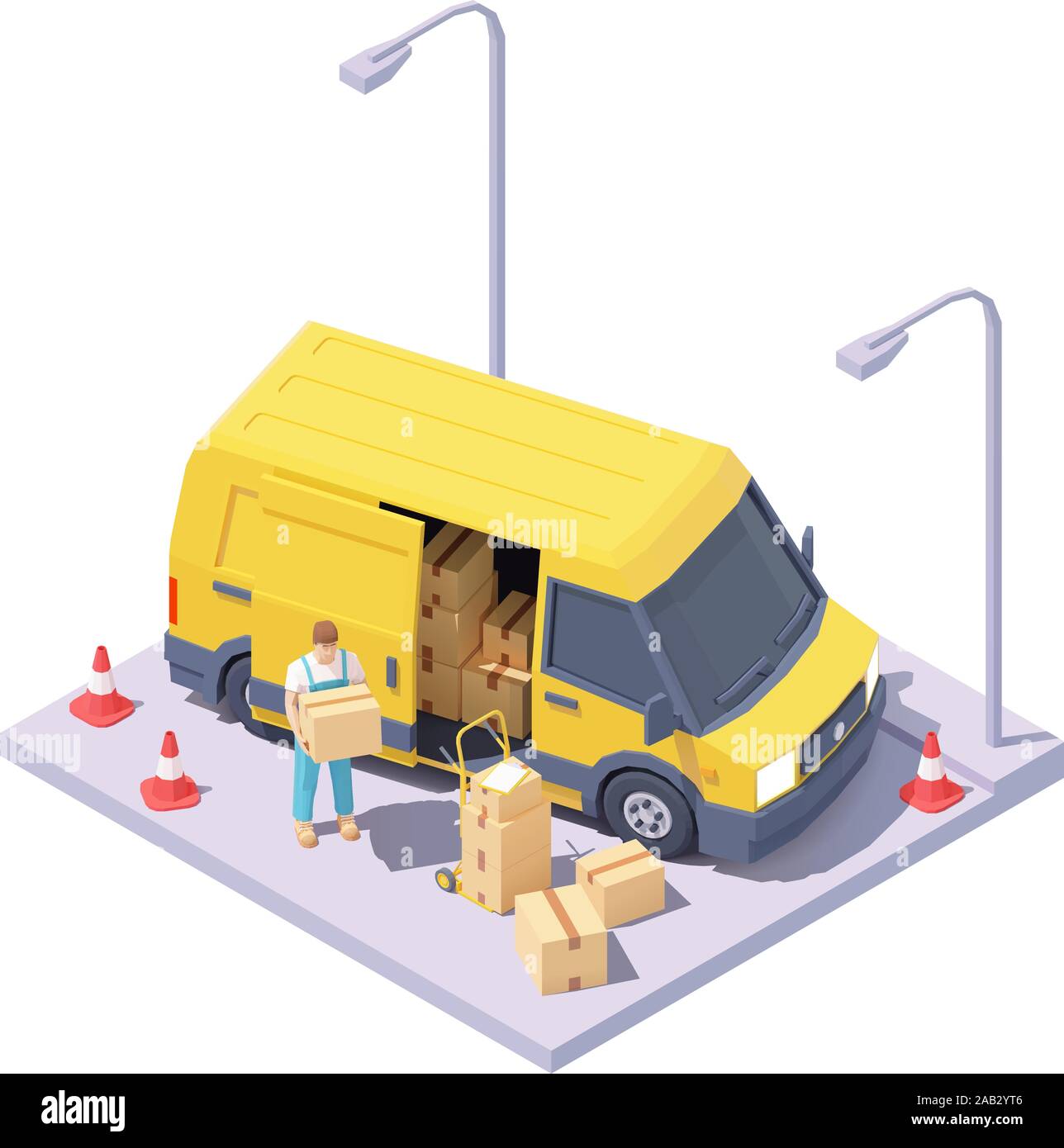 Delivery man package working Cut Out Stock Images & Pictures - Alamy