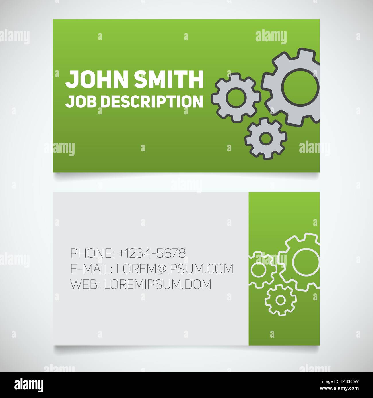 Business card print template with gears logo. Mechanician. Watchmaker ...
