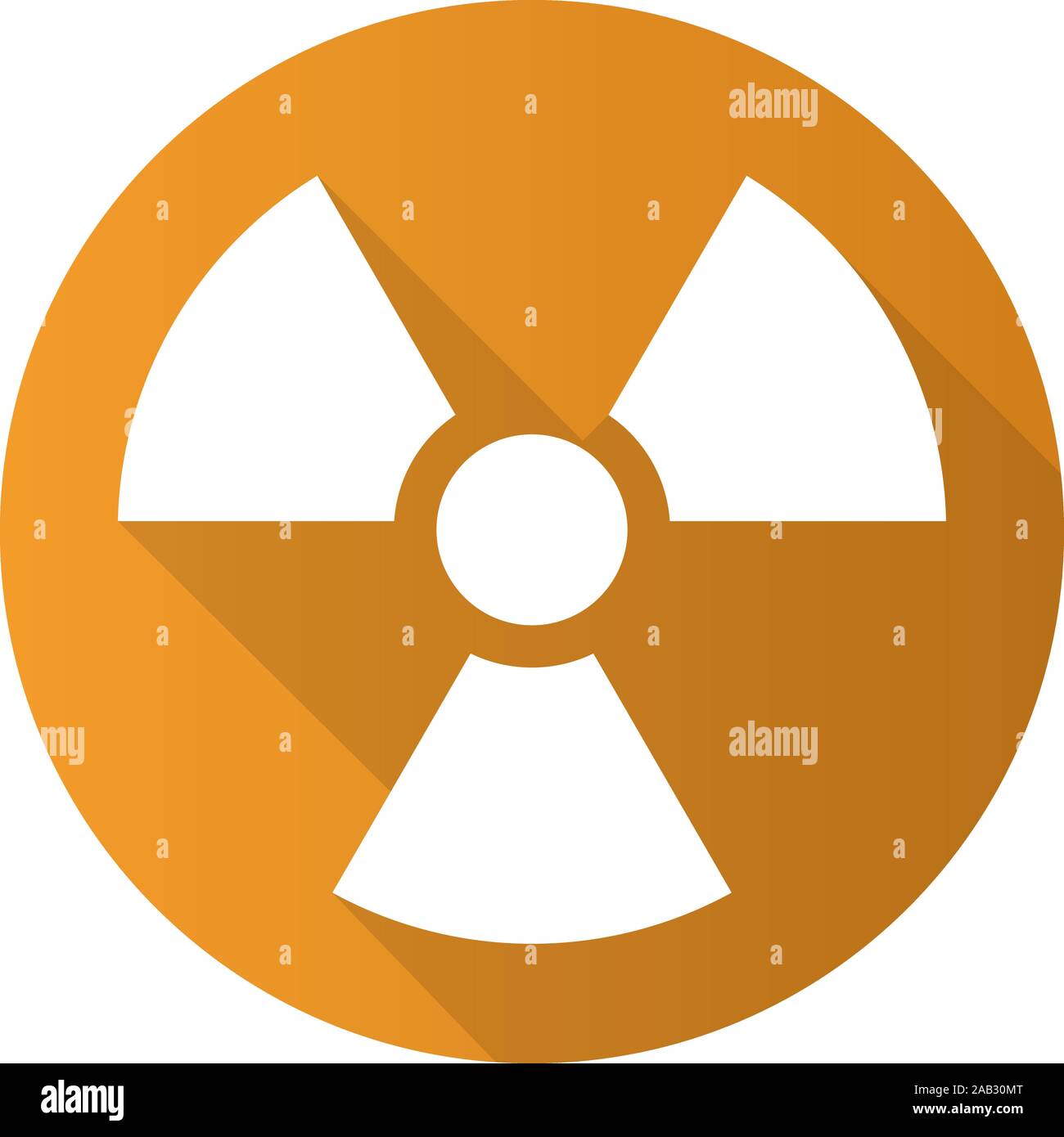 Radiation sign flat design long shadow icon. Radioactive danger symbol ...