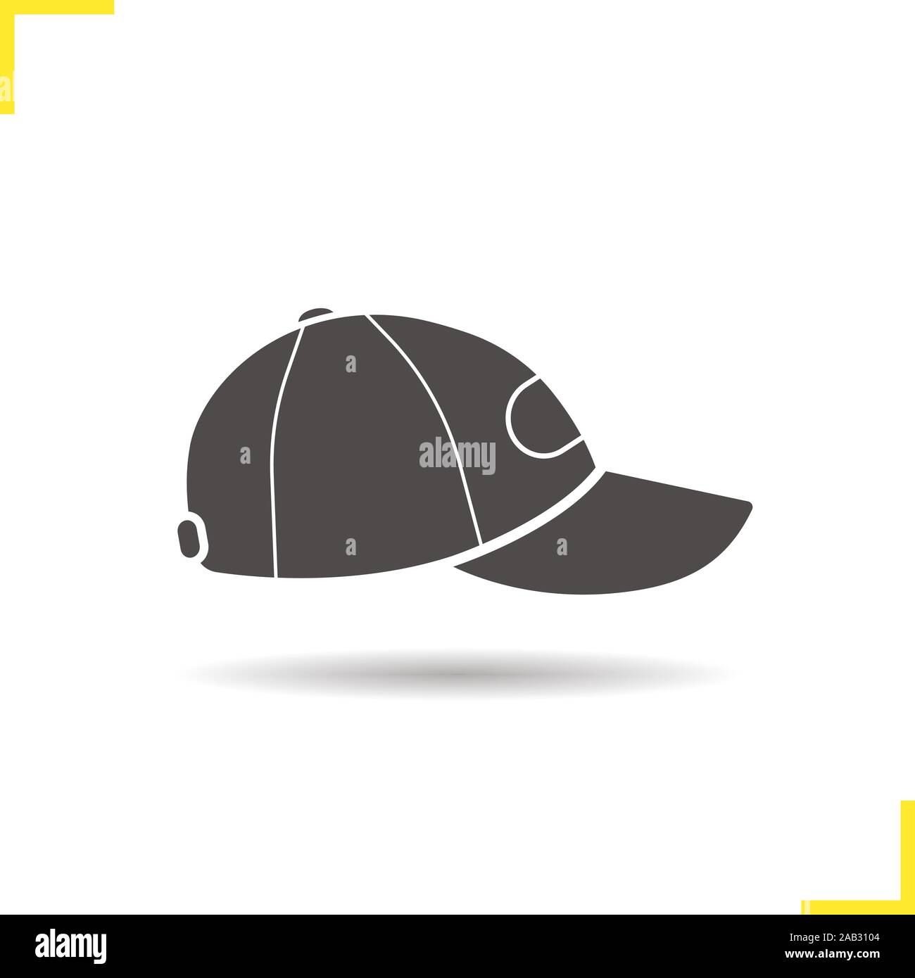 Baseball cap icon. Drop shadow silhouette symbol. Vector isolated ...