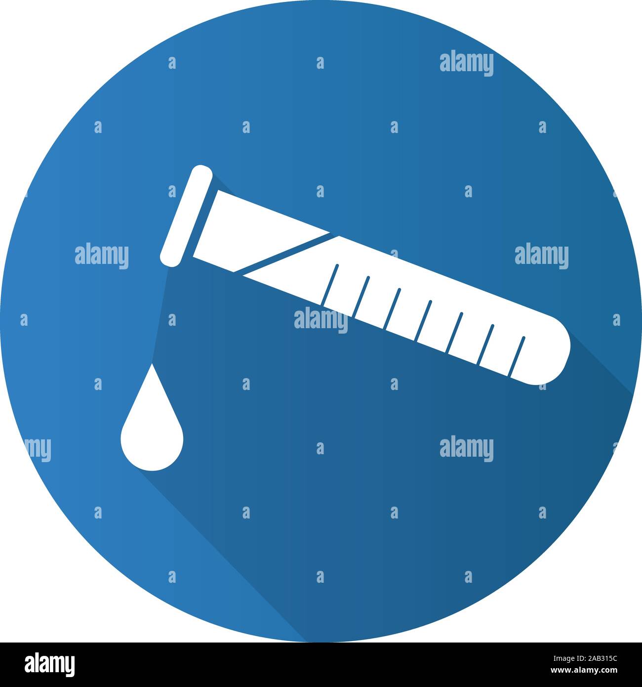 Chemical experiment flat design long shadow icon. Laboratory test tube ...