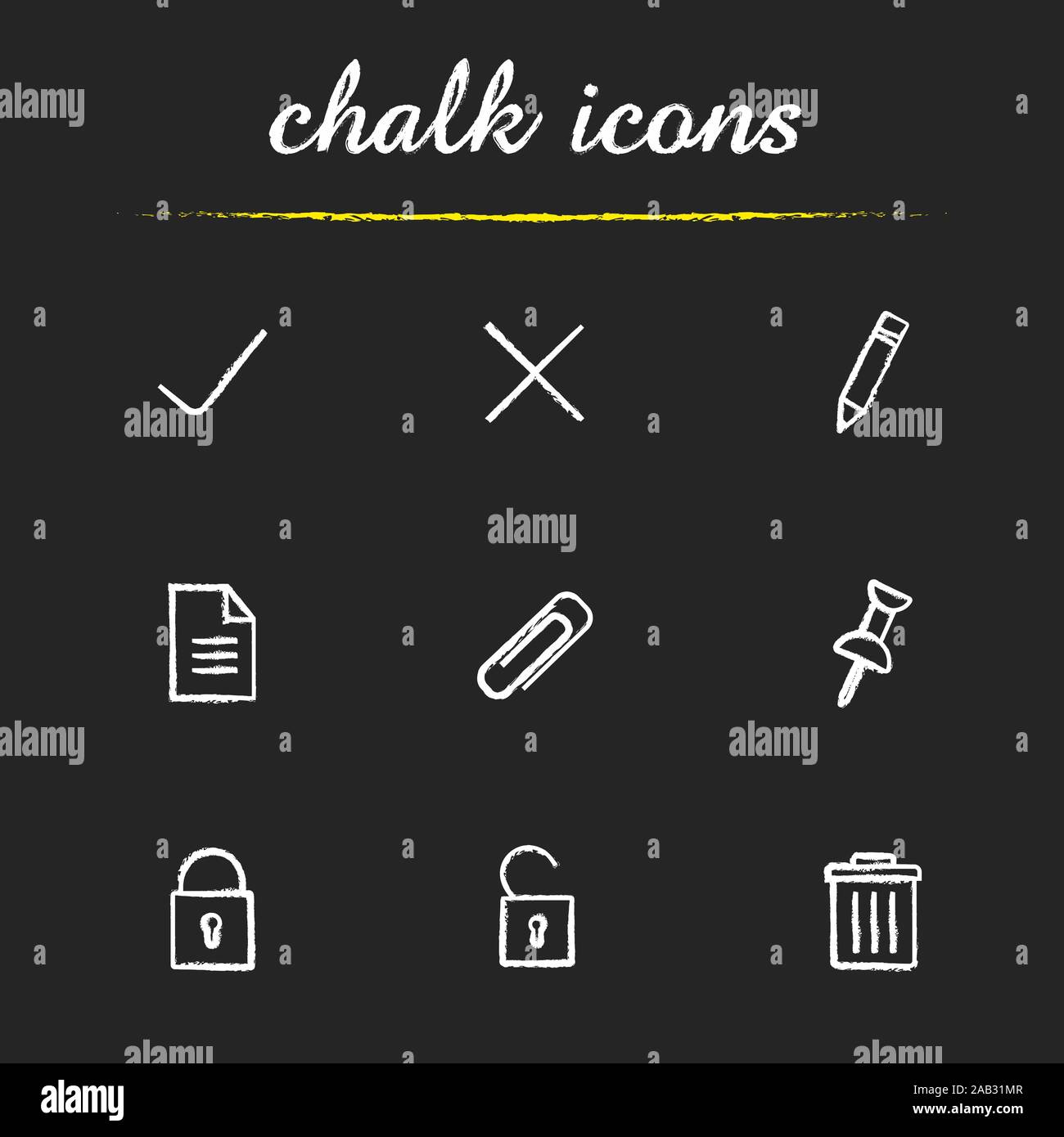 File management icons set. Yes and no, edit, save, file, delete, access ...
