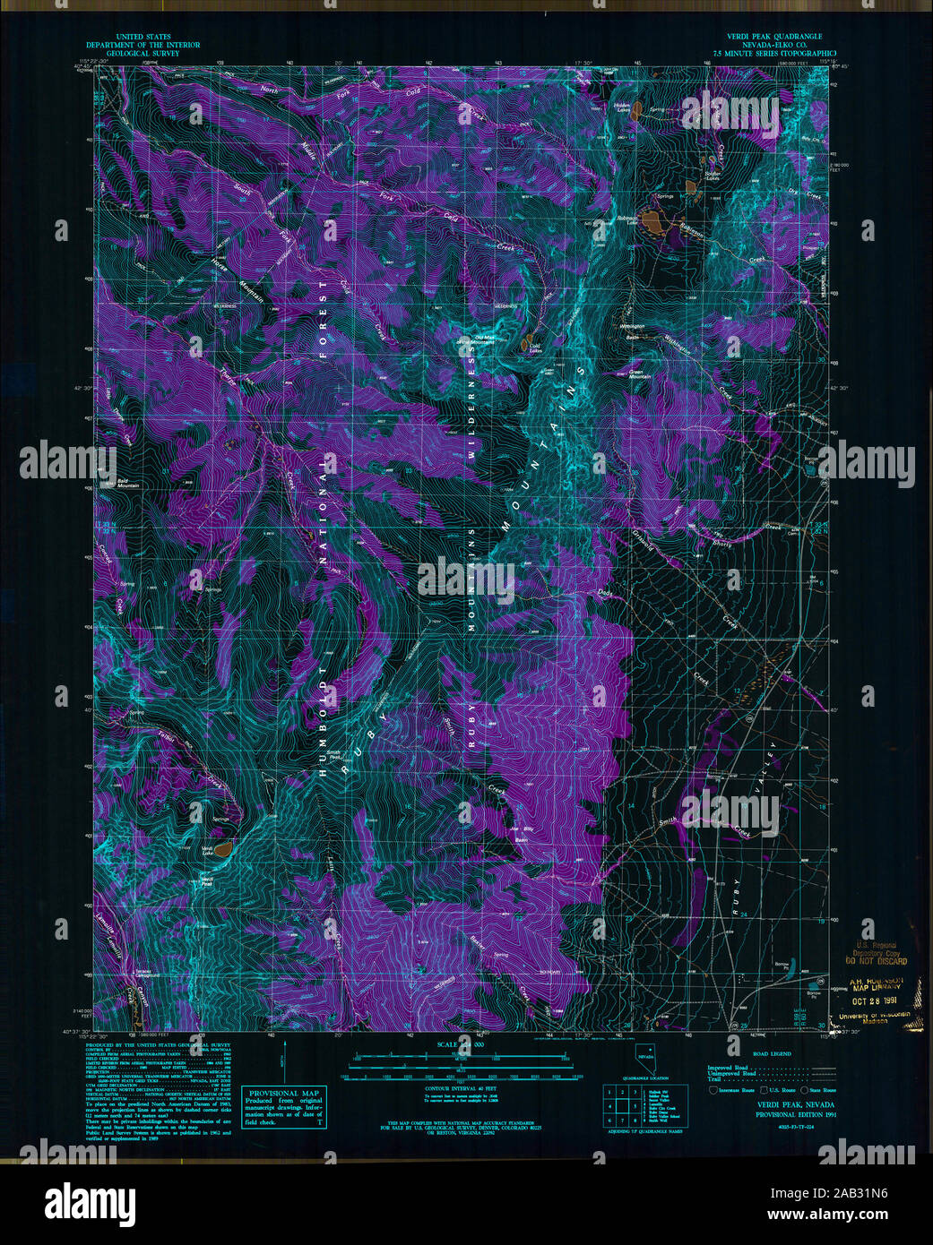 USGS TOPO Map Nevada NV Verdi Peak 519280 1991 24000 Inverted ...