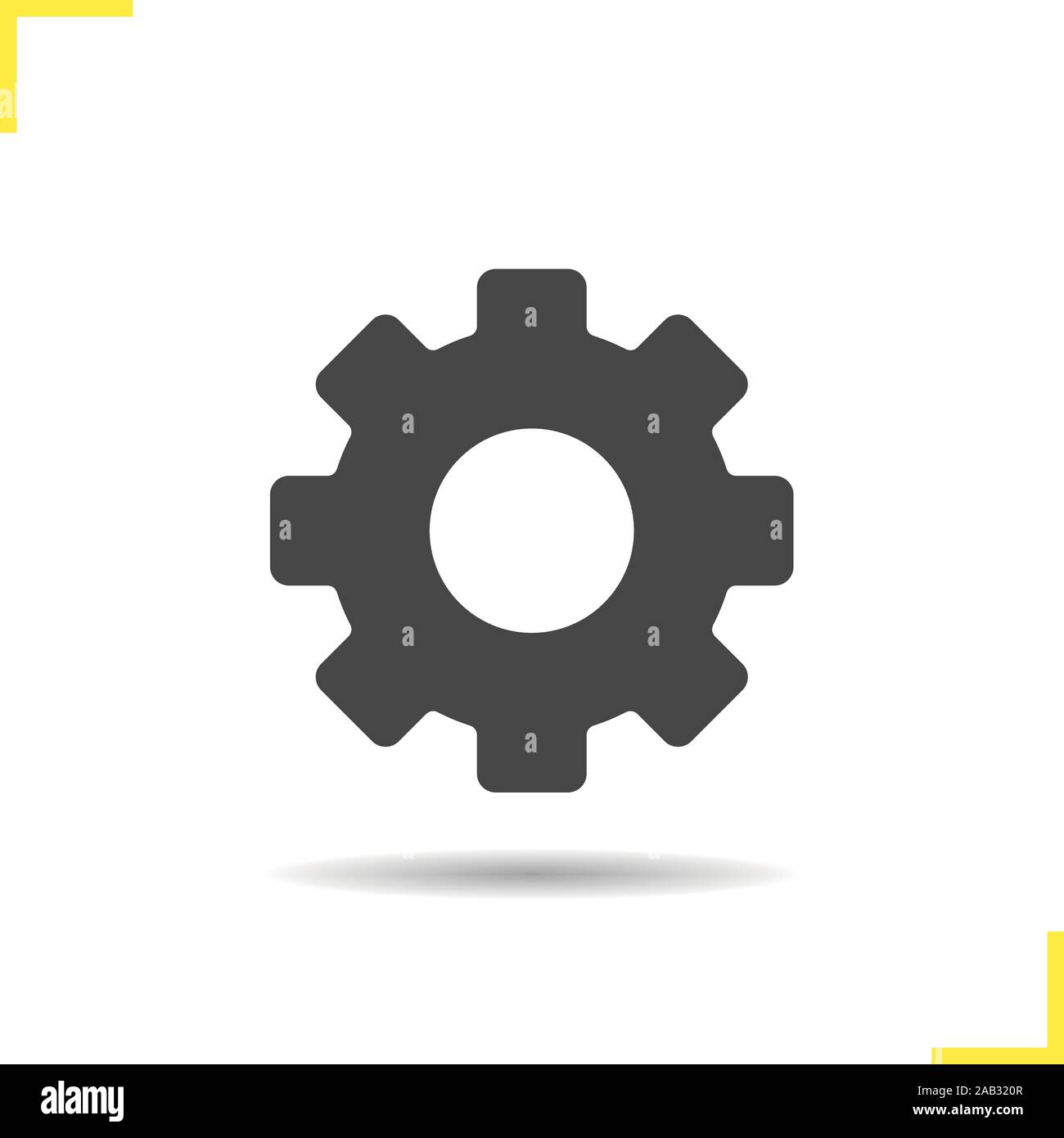 Gear icon. Drop shadow cogwheel silhouette symbol. Options, settings ...