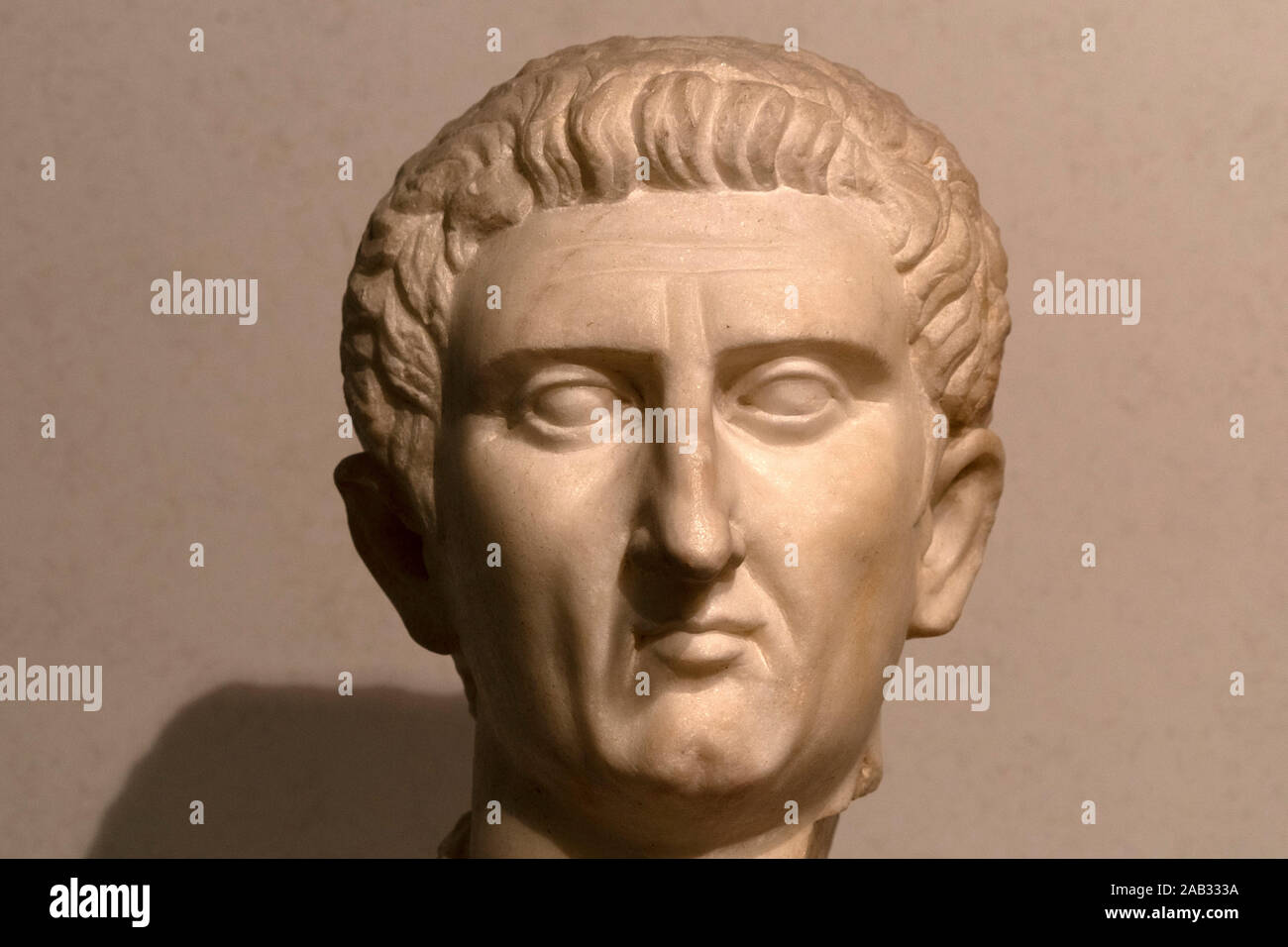 ancient roman head marble sculpture isolated on black background Stock ...