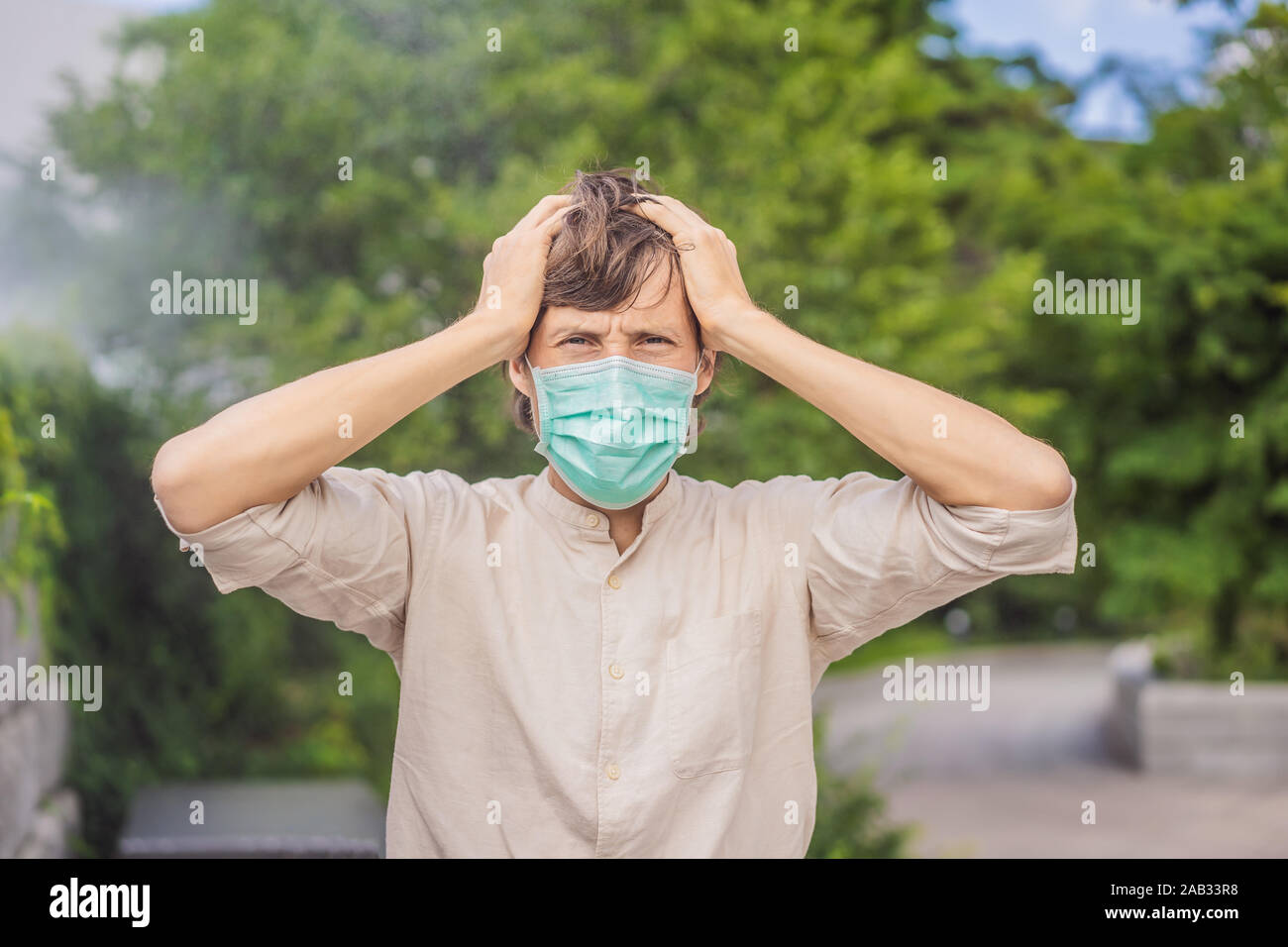 men wearing facial hygienic mask for Safety outdoor. People in masks ...