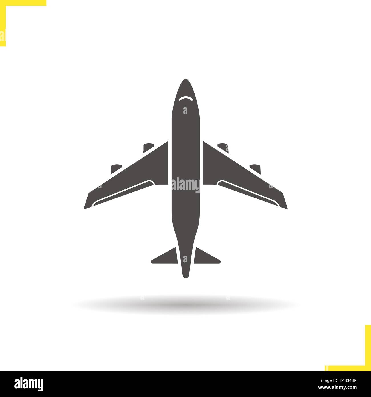 Plane icon. Drop shadow flight silhouette symbol. Airplane. Negative ...