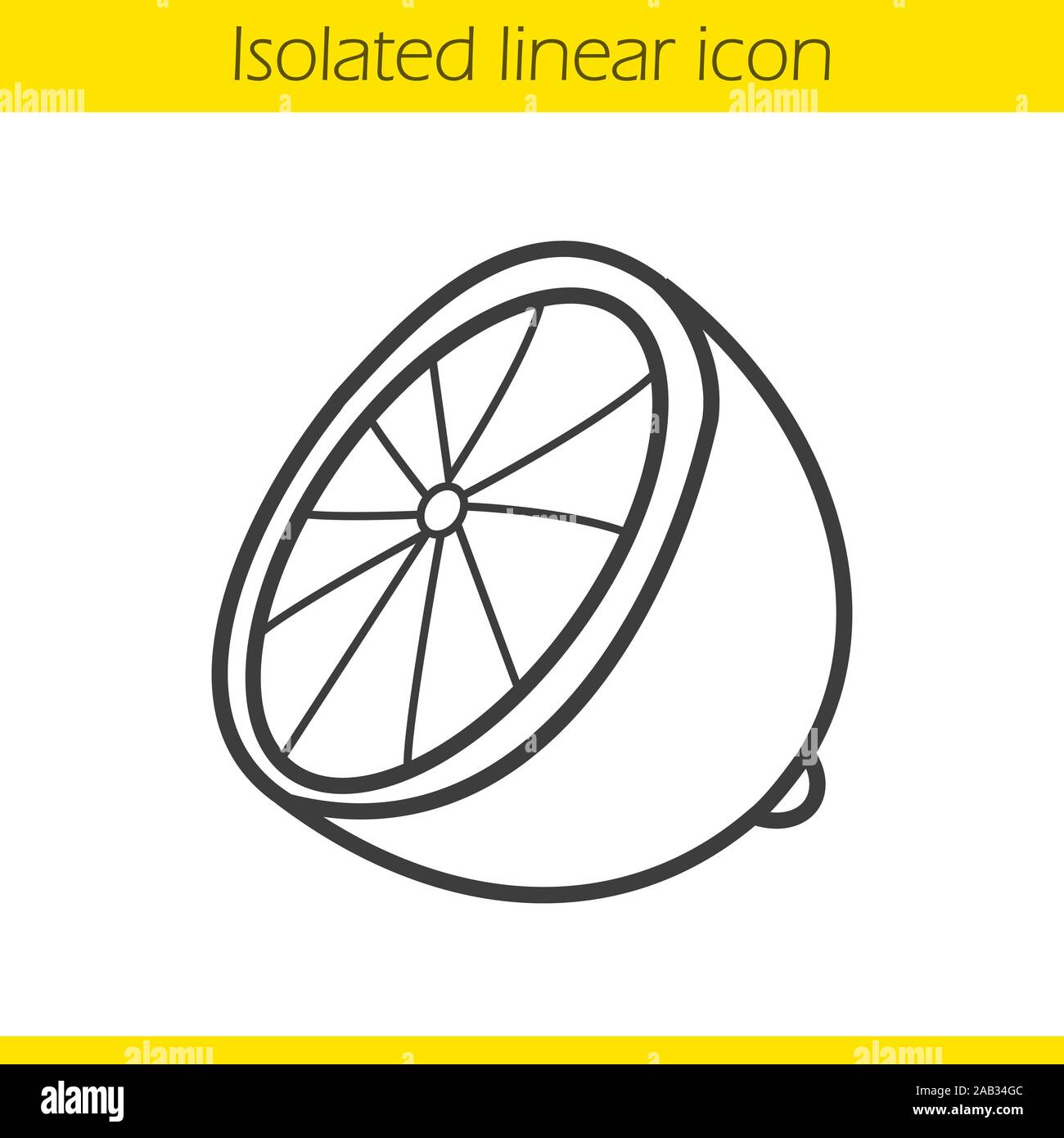 Lemon linear icon. Lime thin line illustration. Cutted lemon contour ...