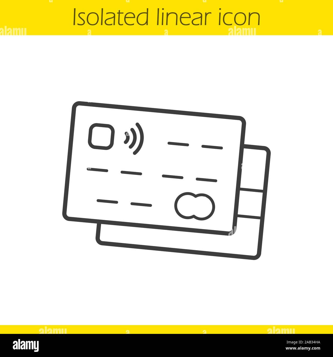 Credit cards linear icon. Thin line illustration. Deposit card wireless ...