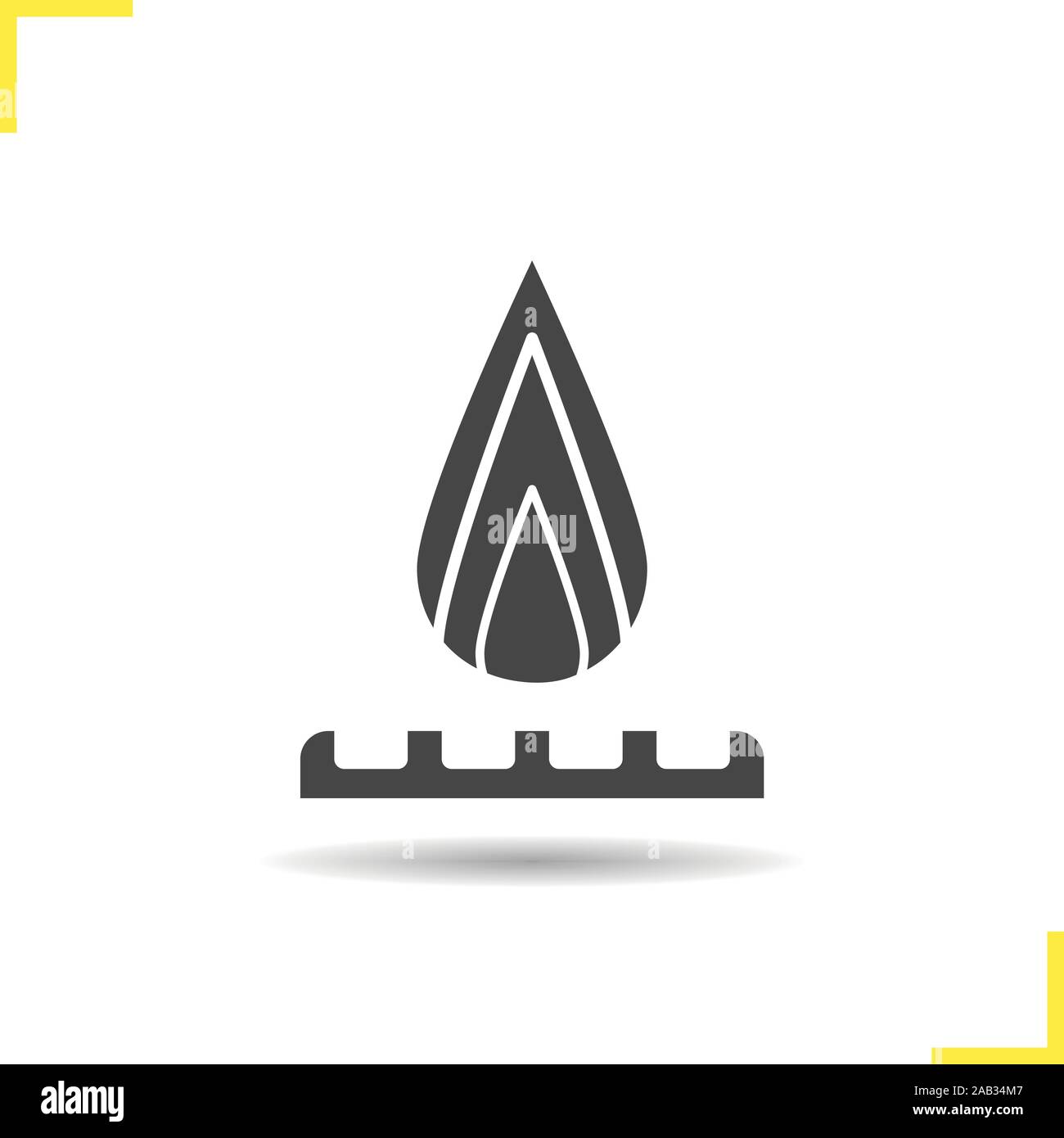Gas burner icon. Drop shadow stove silhouette symbol. Gas industry ...